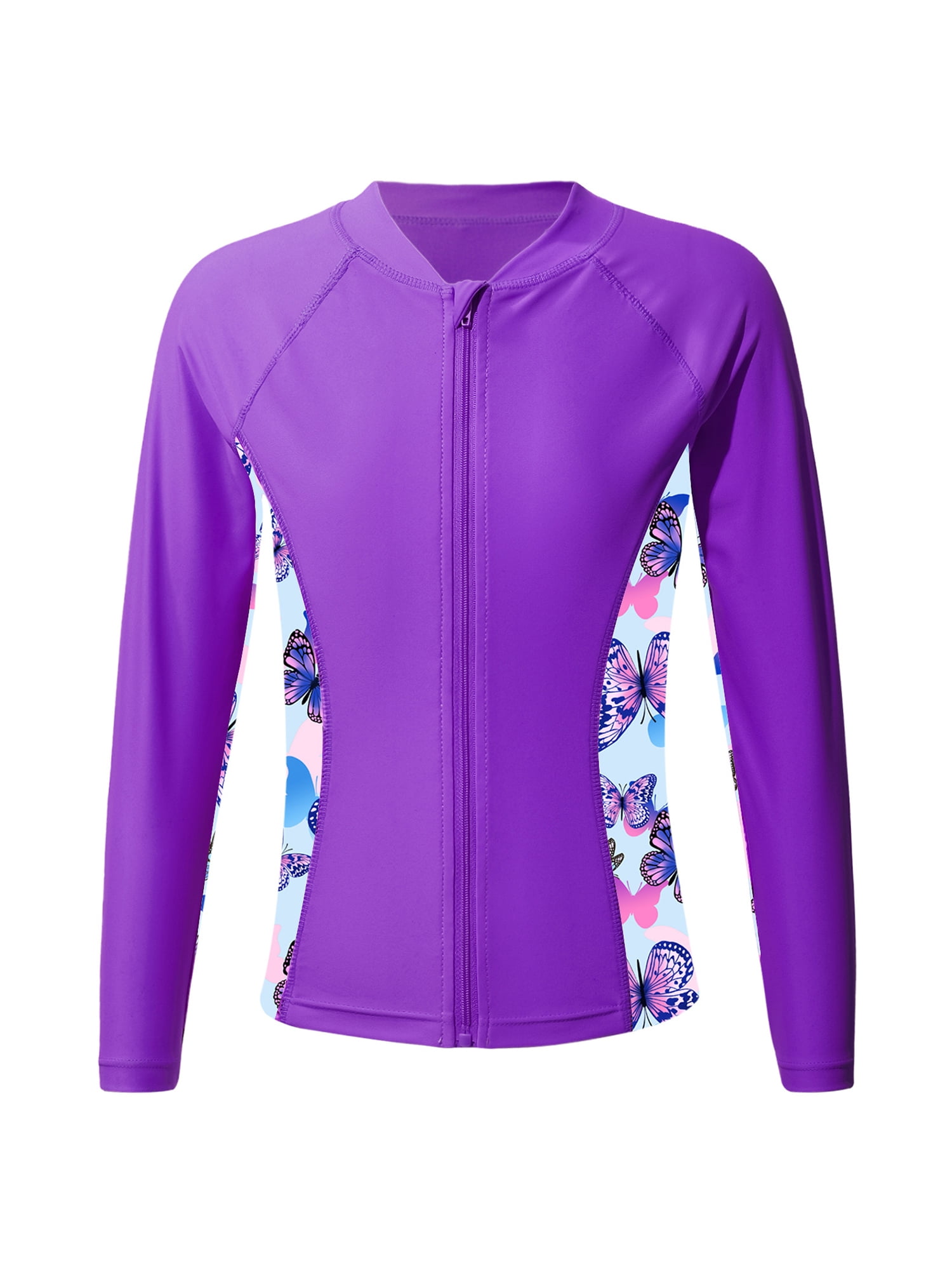 iEFiEL Girls Sun Protection Swim Shirt Long Sleeve Rash Guard Tops ...