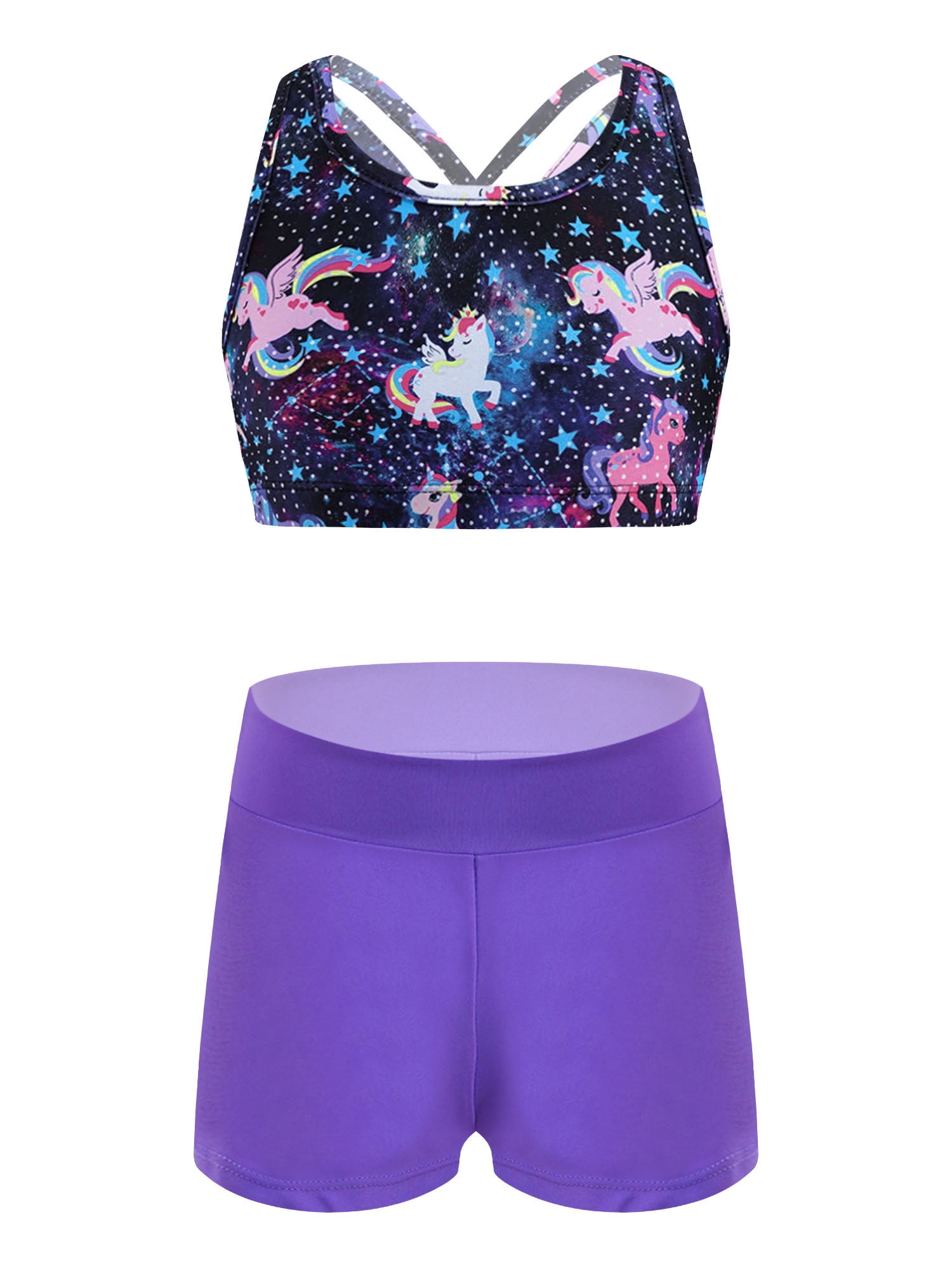 iEFiEL Girls Two Piece Active Set Bra Top with Athletic Shorts Outfit ...