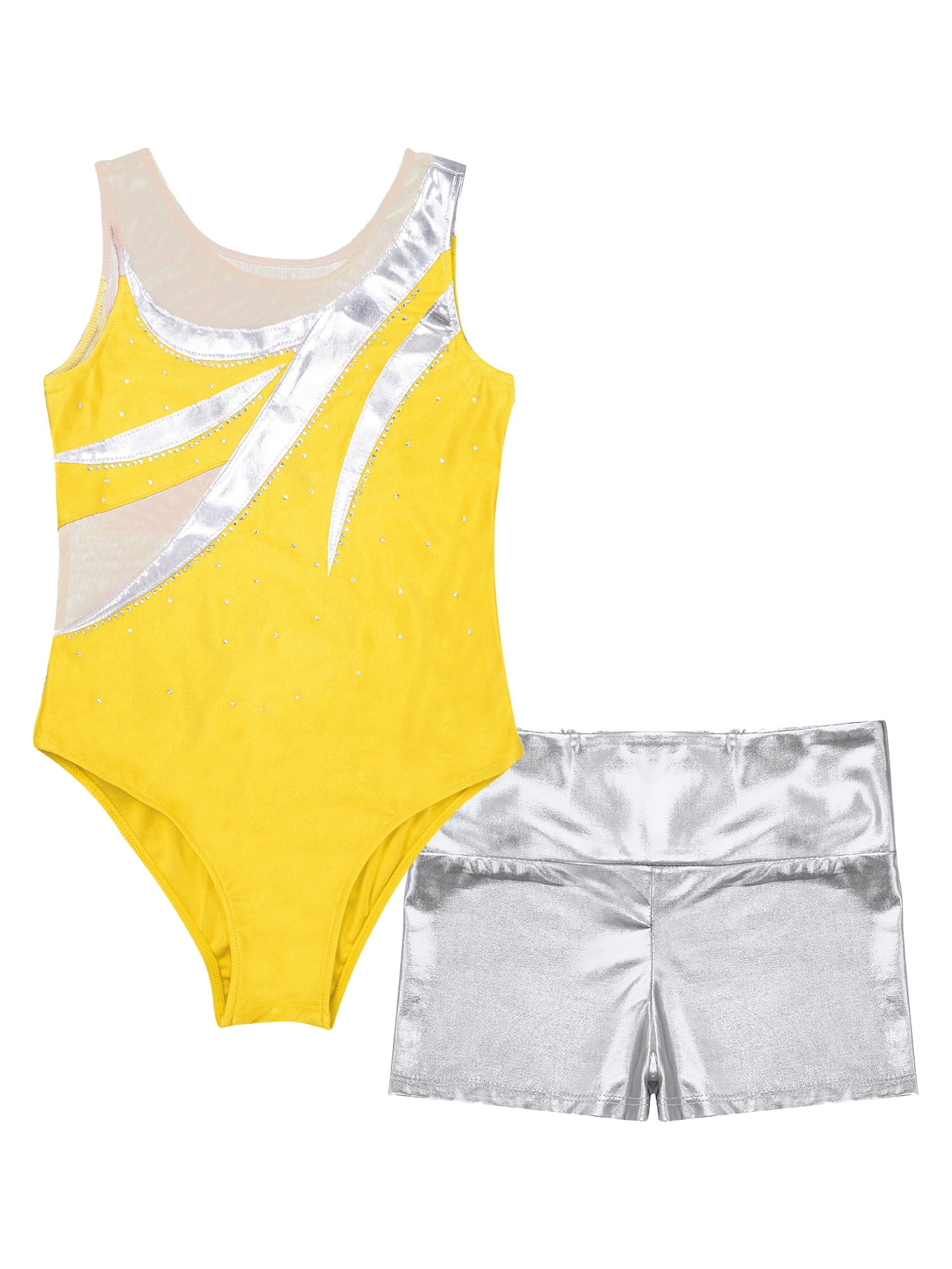 iEFiEL Gymnastics Competition Tank Leotard for Kids Girls Metallic ...