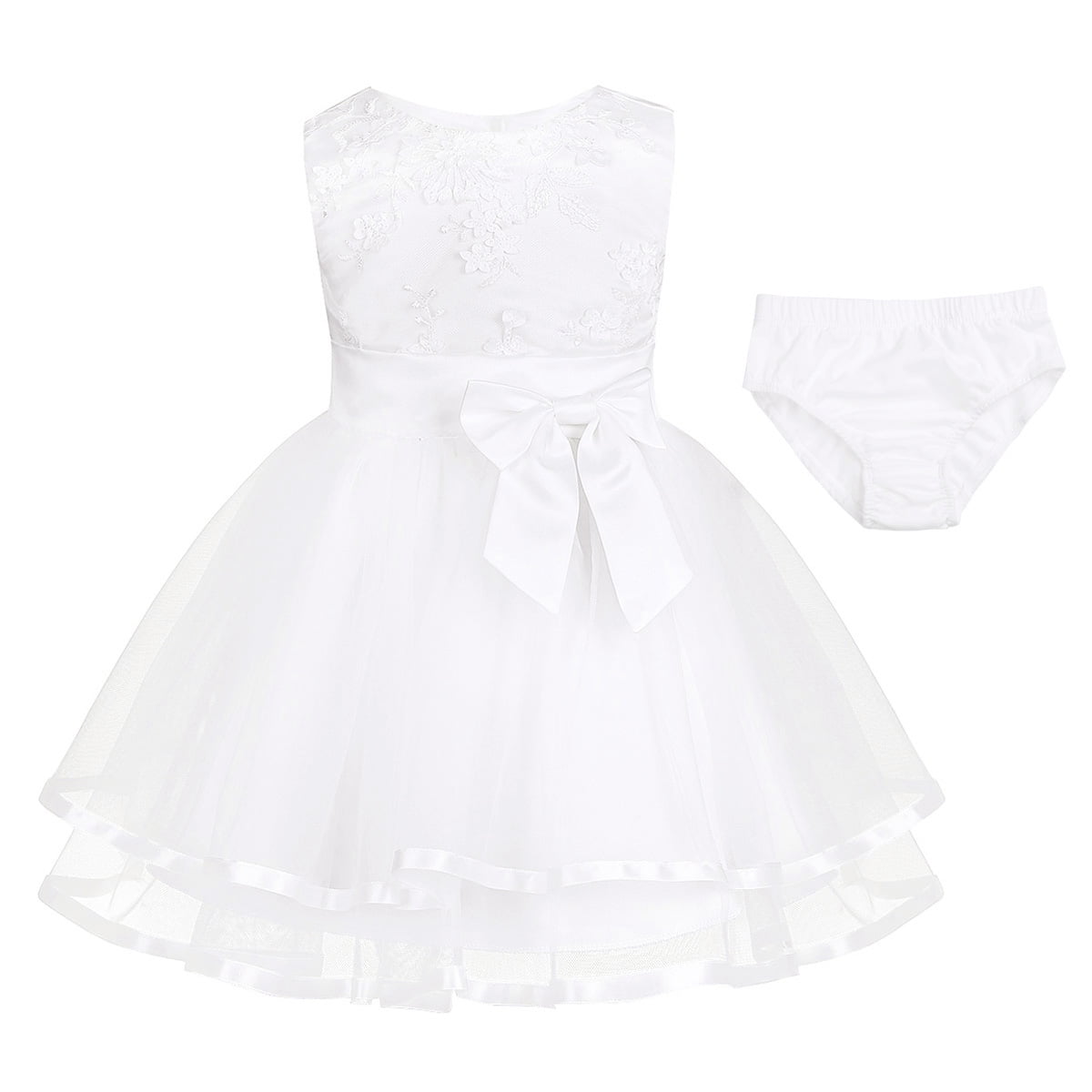iEFiEL Infant Baby Girls Ruffle Lace Flower Dress Baptism Christening ...