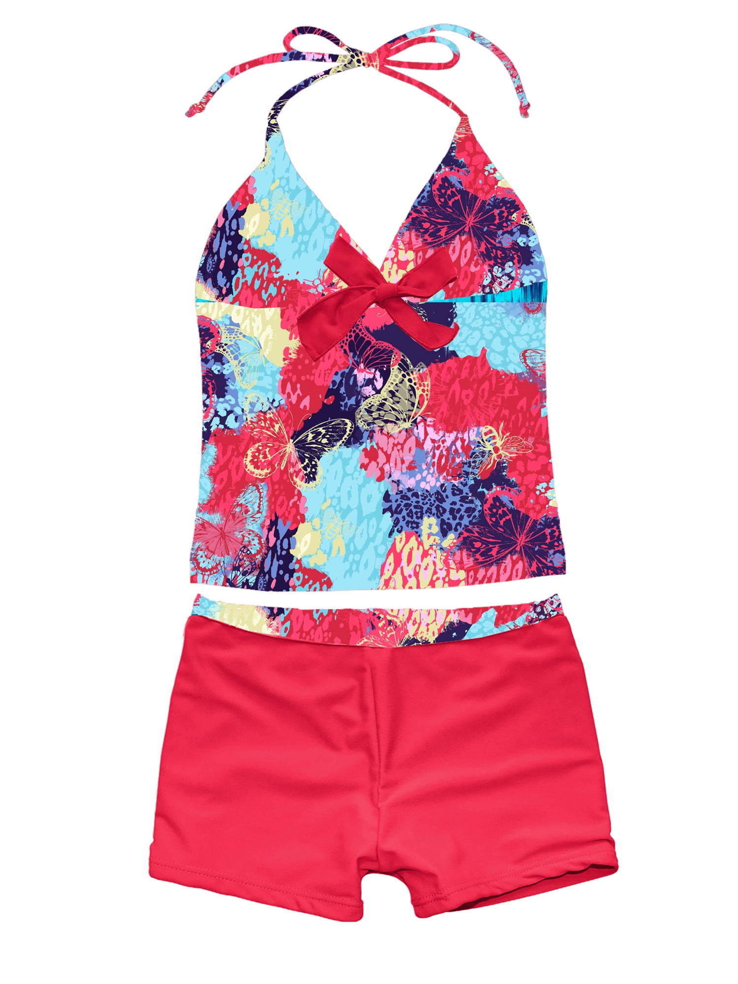 iEFiEL Kids Big Girls Tankini Swimsuit 2pcs Stripes Printed Swimwear ...