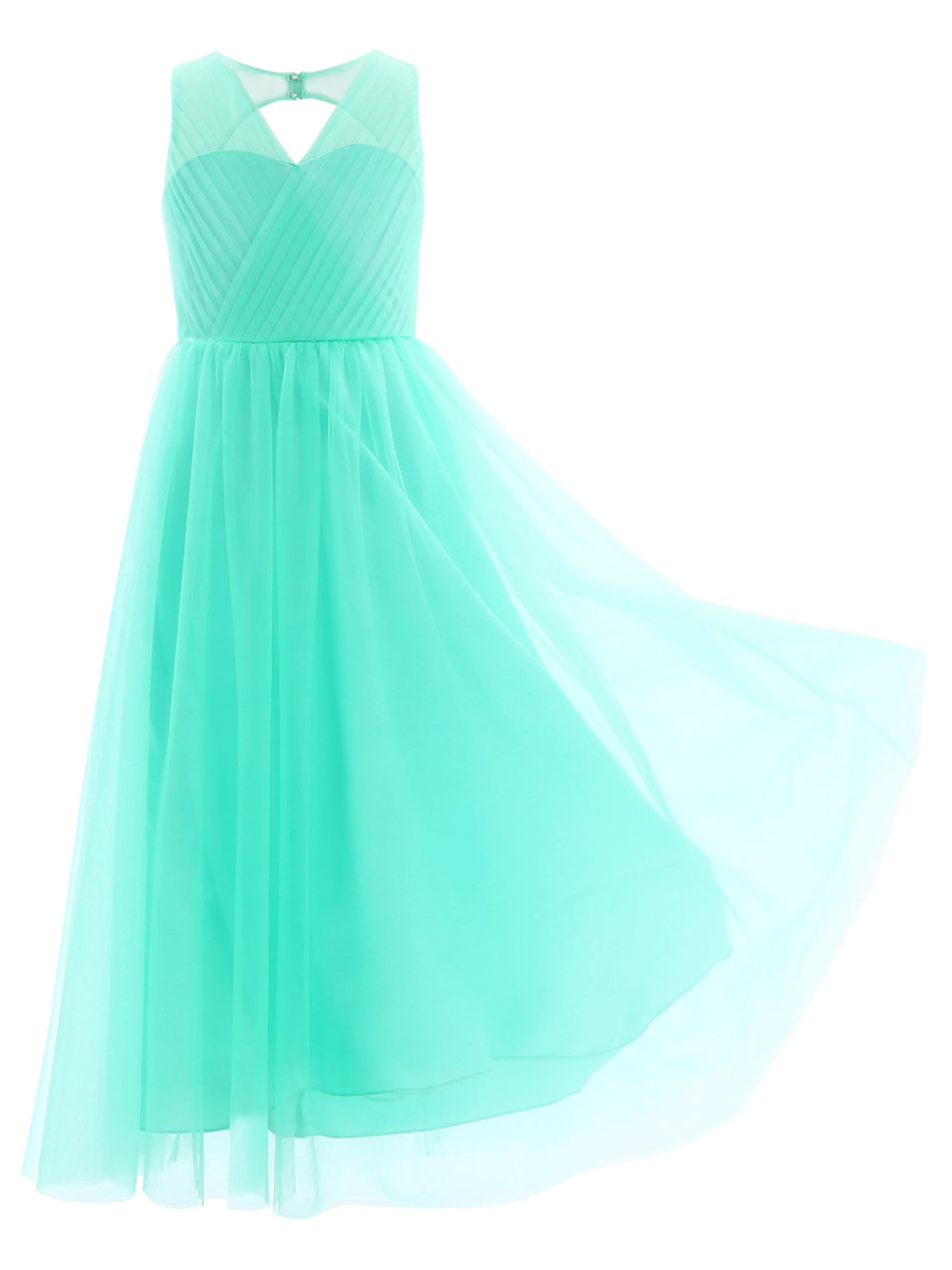iEFiEL Kids Flowy Flower Girl Dress Cutout Back Wedding Birthday Party ...