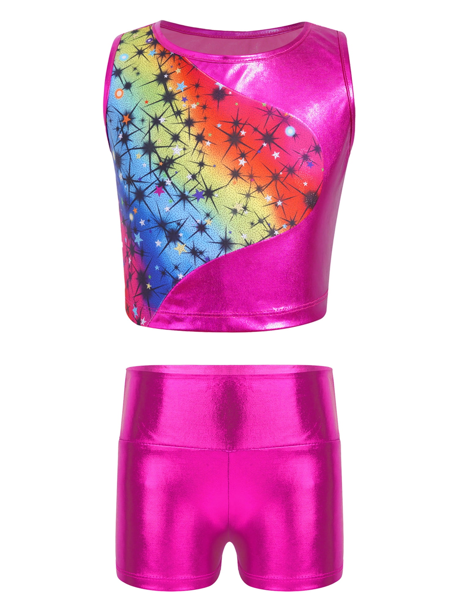iEFiEL Kids Girls 2-Piece Activewear Modern Dance Sports Outfit Racer ...