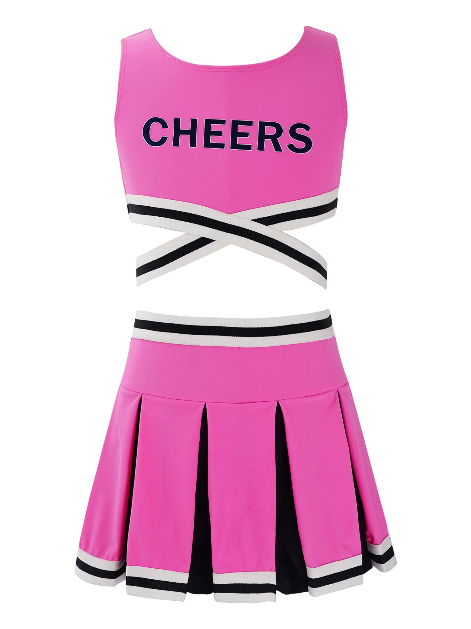 iEFiEL Kids Girls 2-Piece Cheer Leading Outfit Cheers Print Crop Top ...