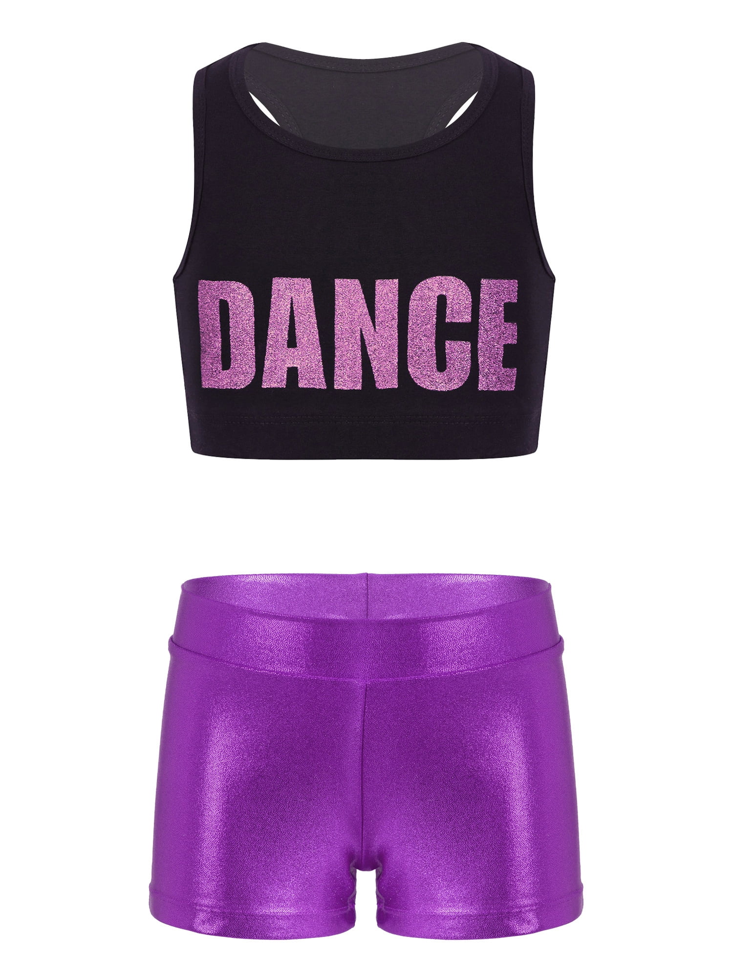 iEFiEL Kids Girls 2 Pieces Sports Active Set Gymnastics Crop Top with ...