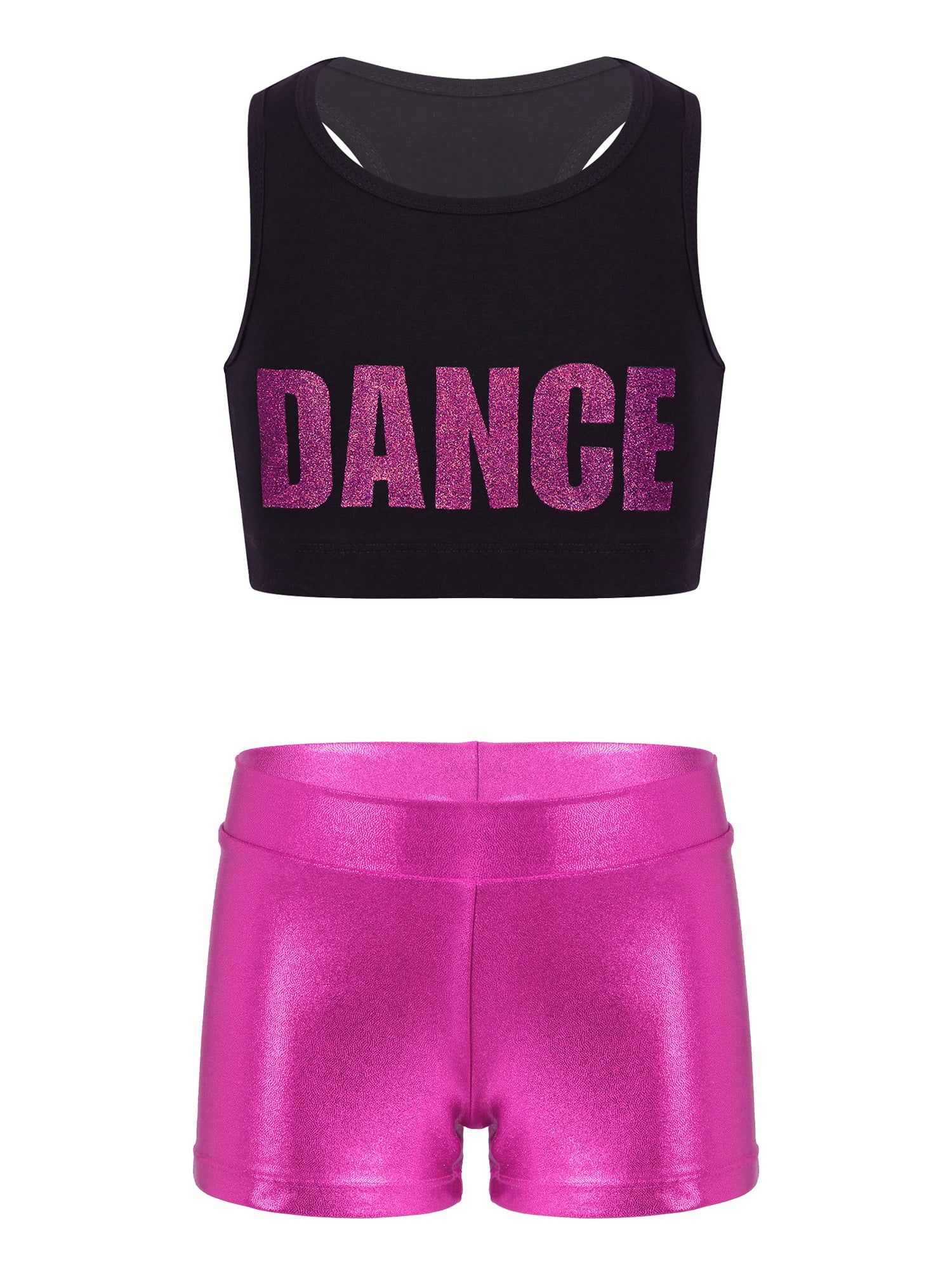 iEFiEL Kids Girls 2 Pieces Sports Active Set Gymnastics Crop Top with ...