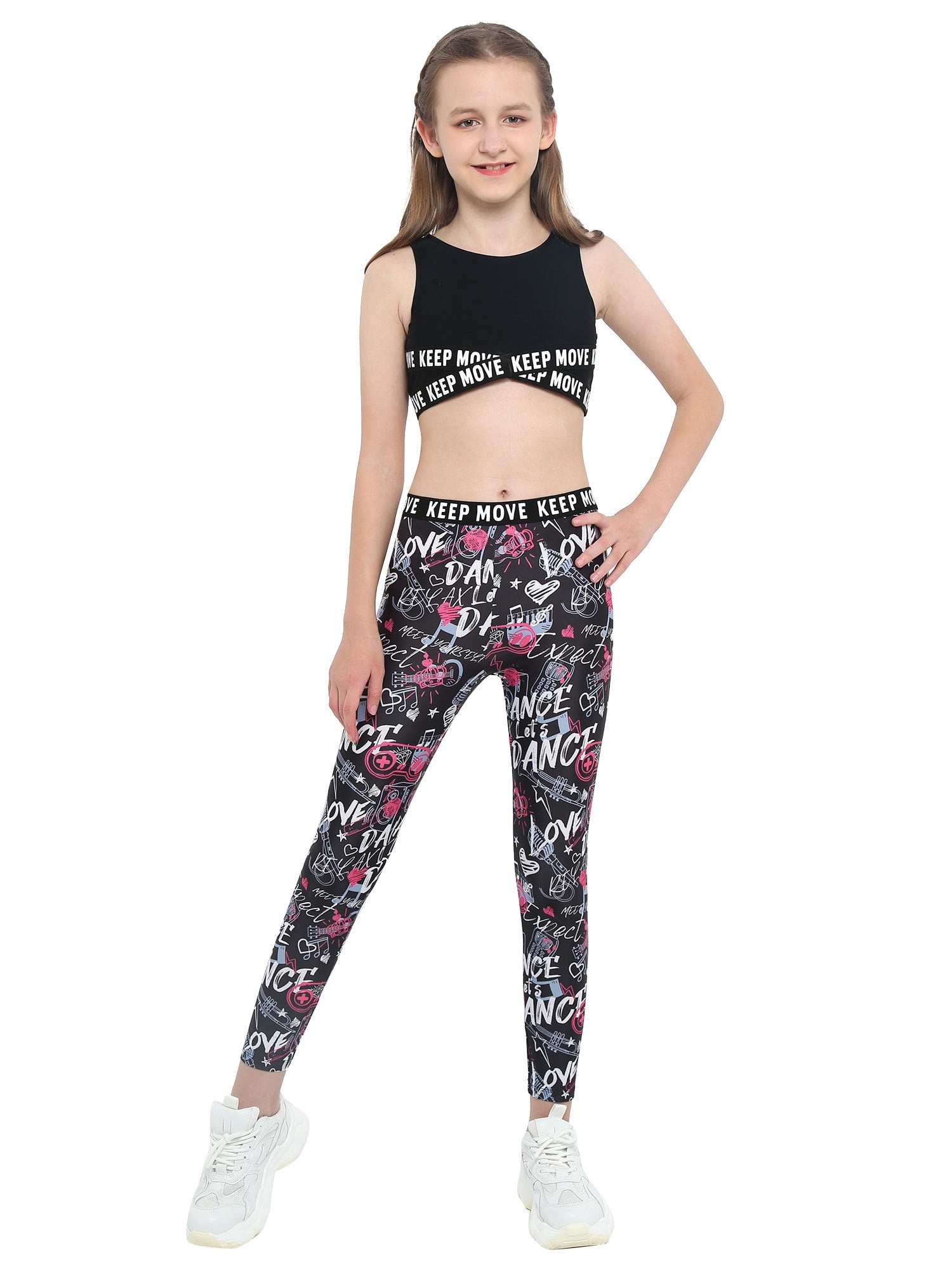 iEFiEL Kids Girls Ballet Dancewear Gymnastics Outfit Sports Bra Crop ...