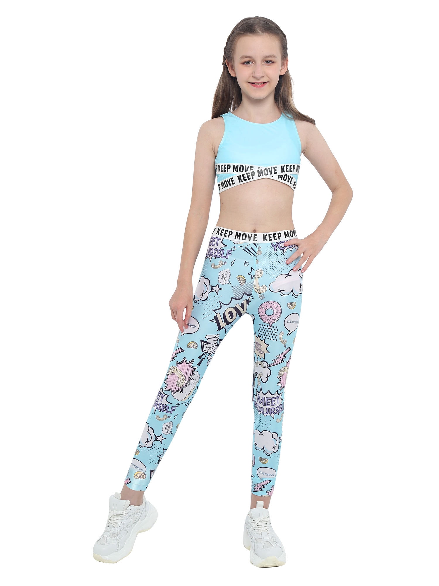 iEFiEL Kids Girls Ballet Dancewear Gymnastics Outfit Sports Bra Crop ...