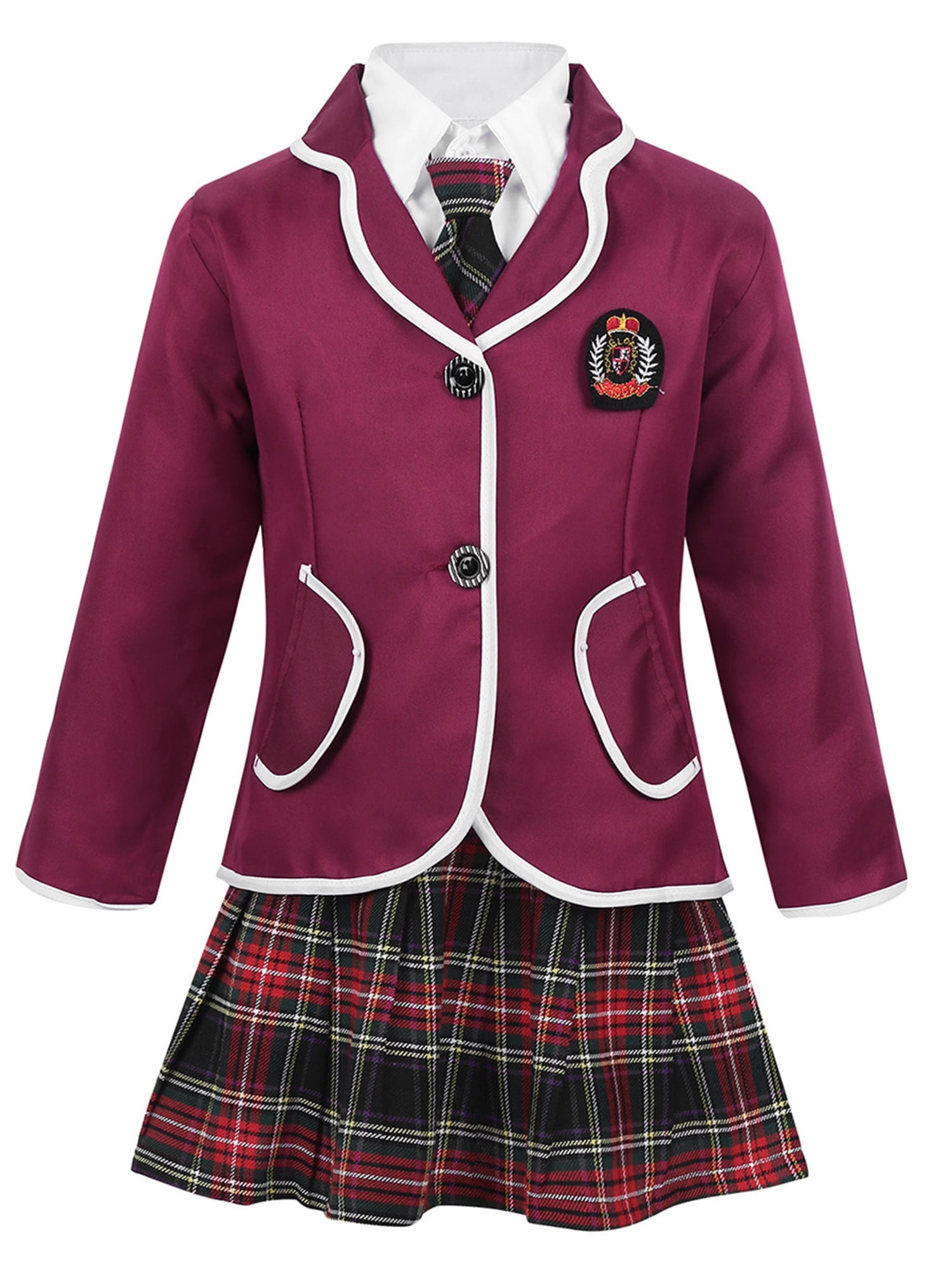 iEFiEL Kids Girls British Style School Uniform Anime Costume Suit ...