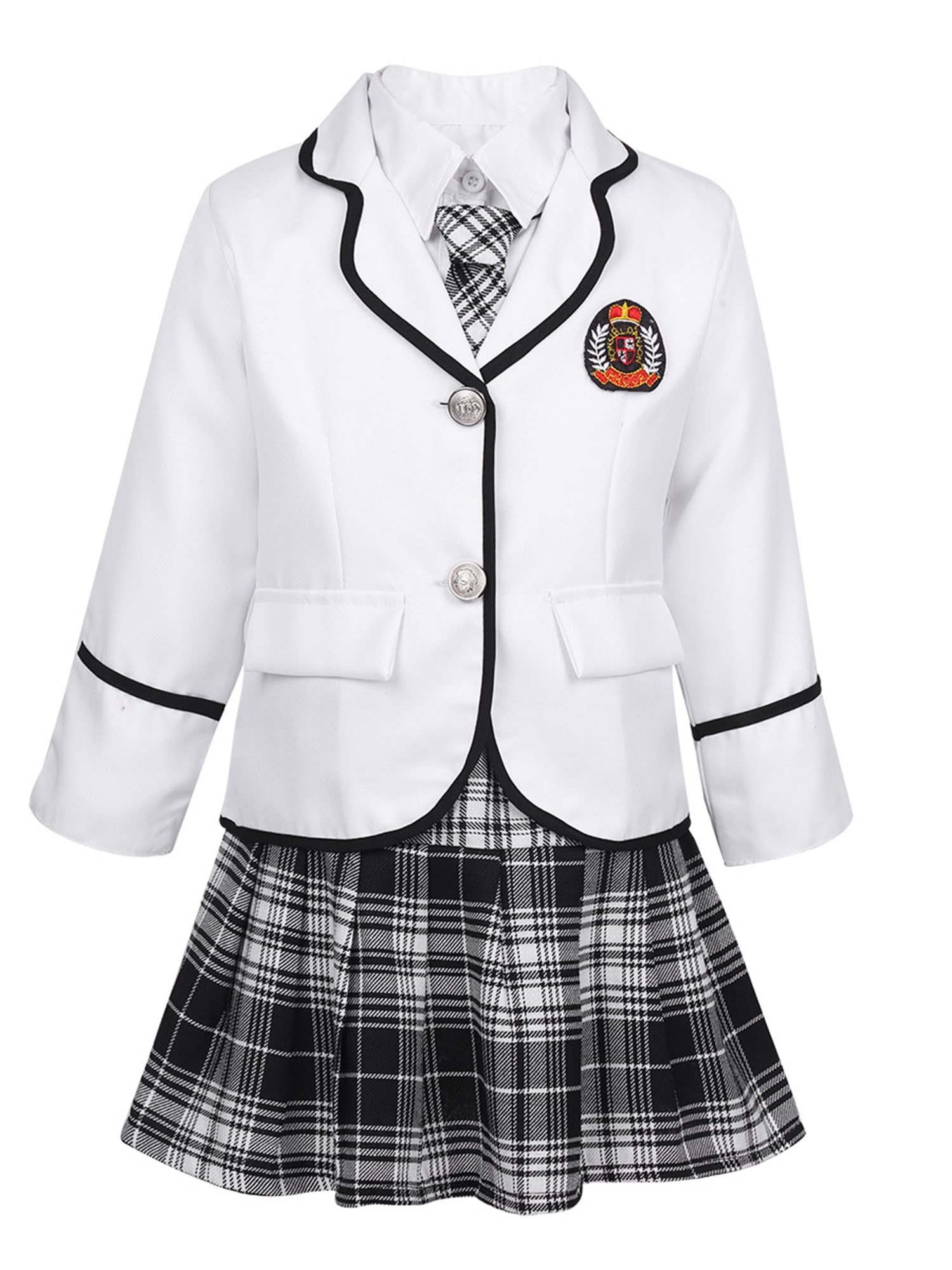 iEFiEL Kids Girls British Style School Uniform Anime Costume Suit White ...