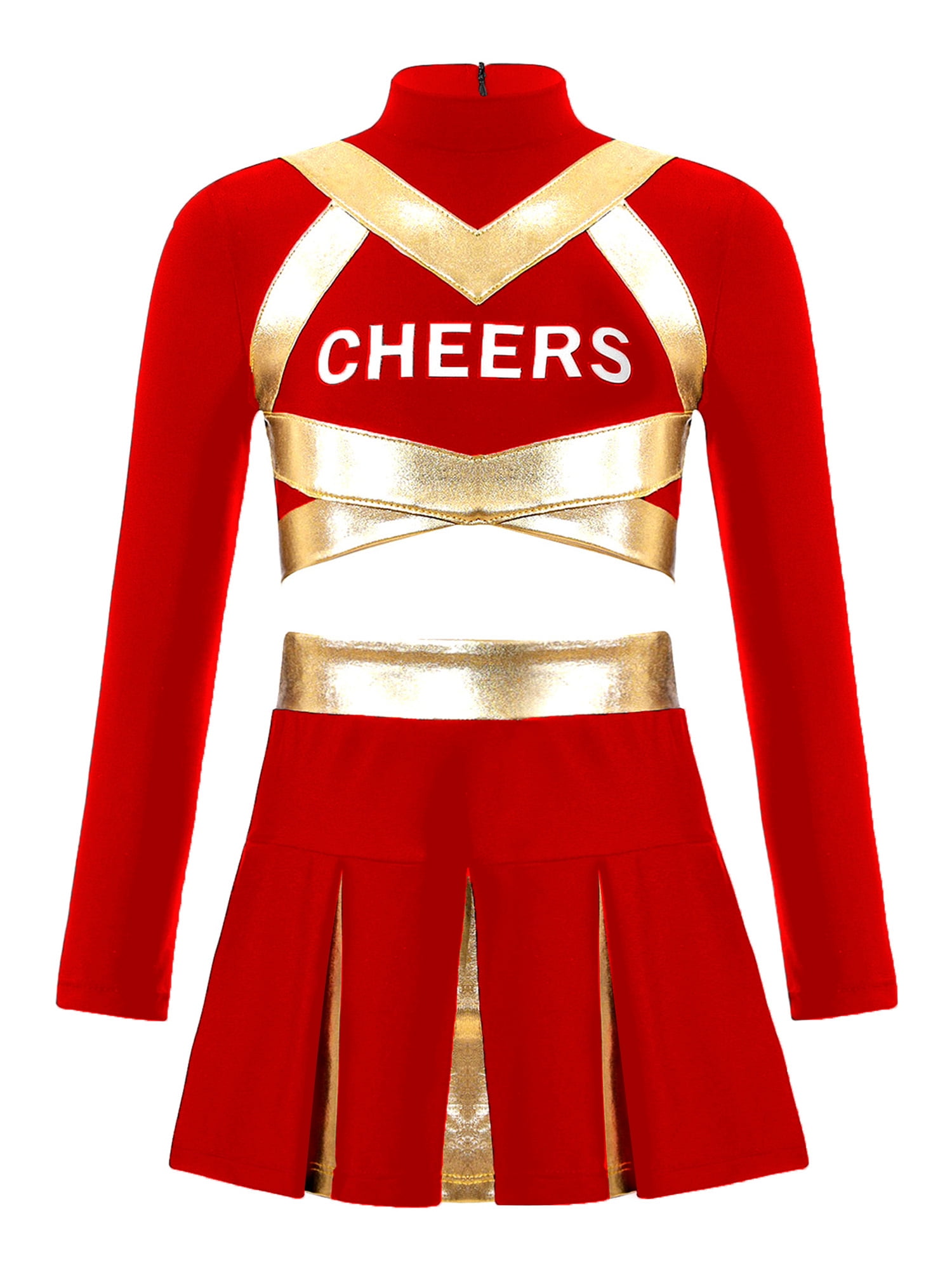 iEFiEL Kids Girls Cheer Leader Costume Crop Top with Pleated Skirt Set ...