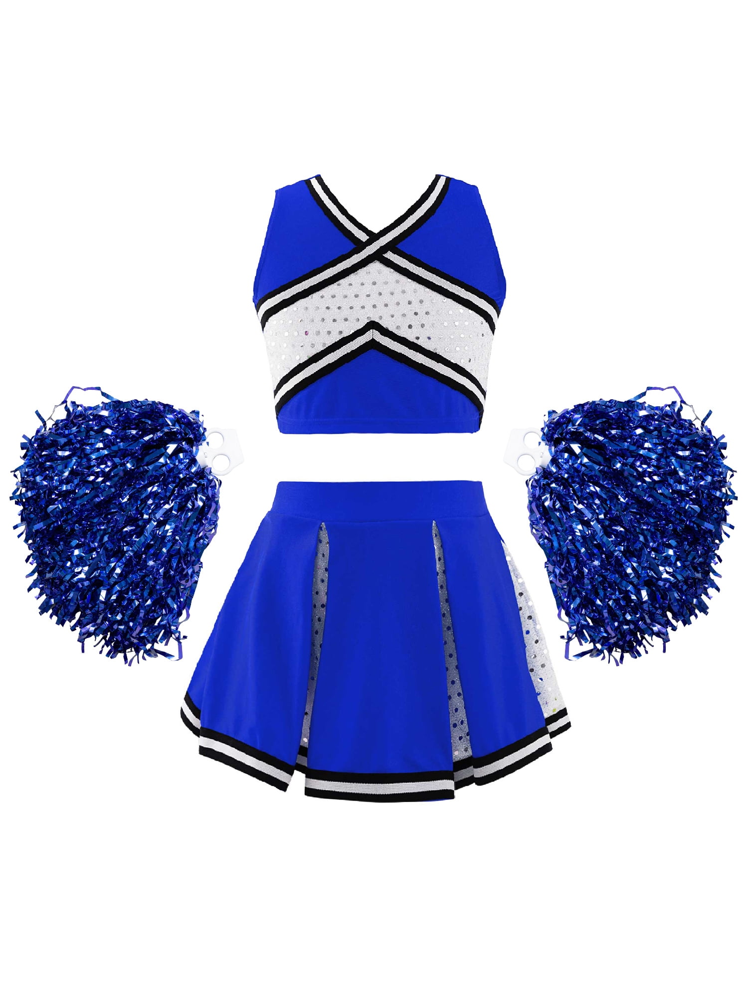 iEFiEL Kids Girls Cheerleader Costume, Halloween Party Outfit, Royal ...