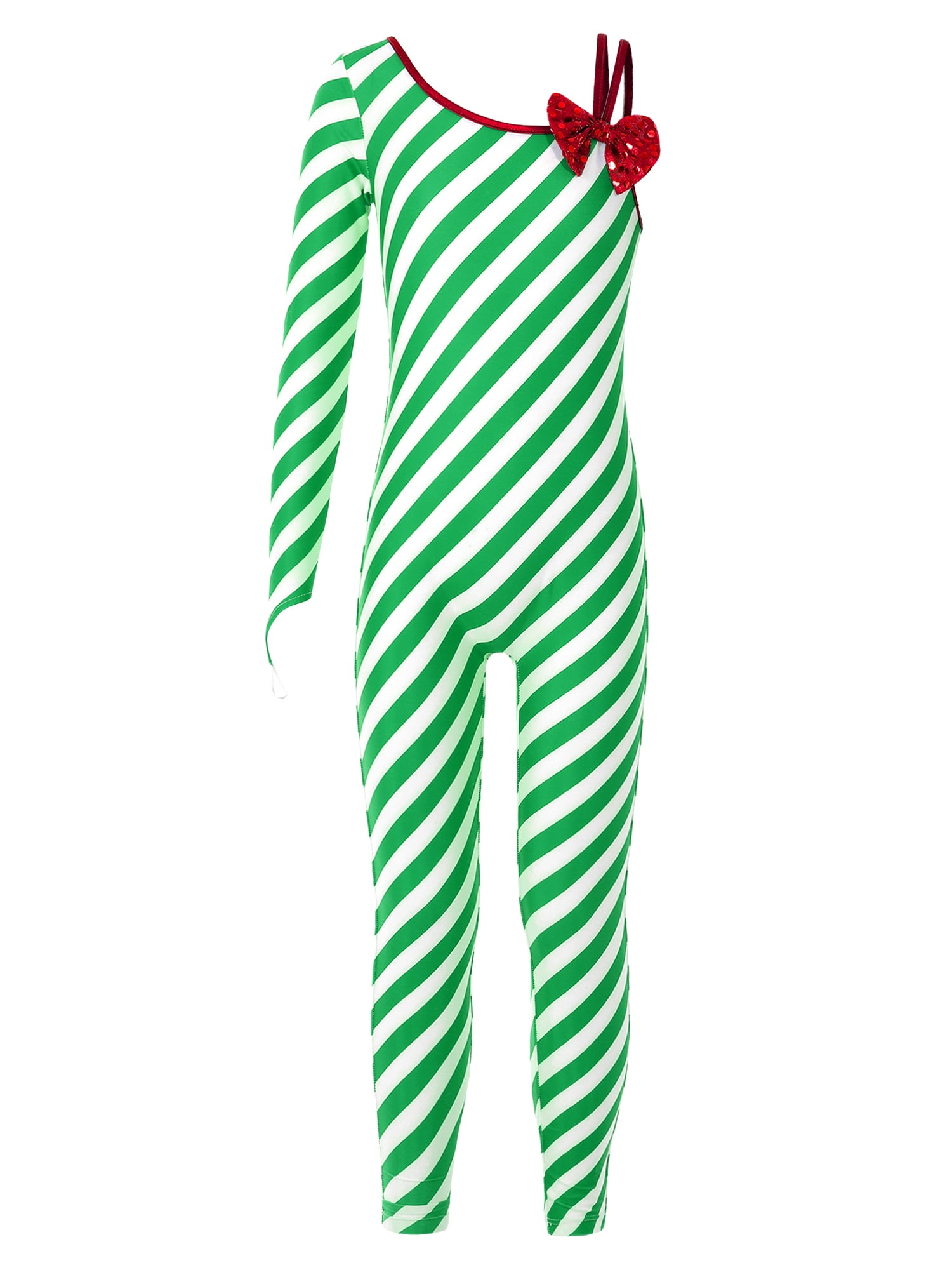 iEFiEL Kids Girls Christmas Candy Cane Costume Long Sleeve Striped ...