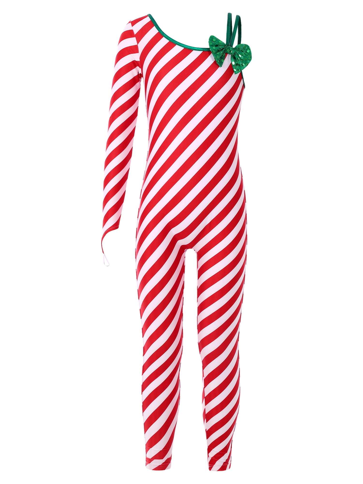 iEFiEL Kids Girls Christmas Candy Cane Costume Long Sleeve Striped ...
