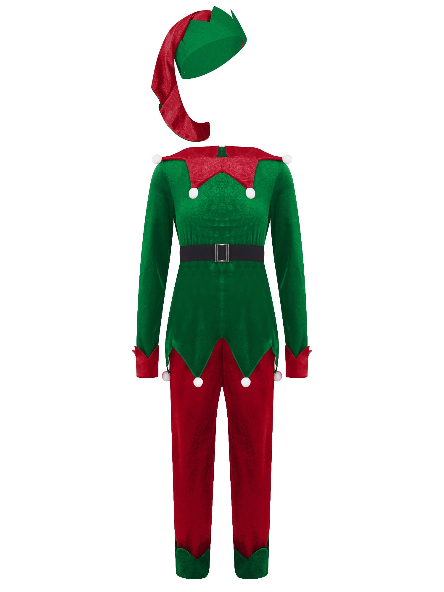 iEFiEL Kids Girls Christmas Elk Elf Costume Set Velvet Tops Pants with ...