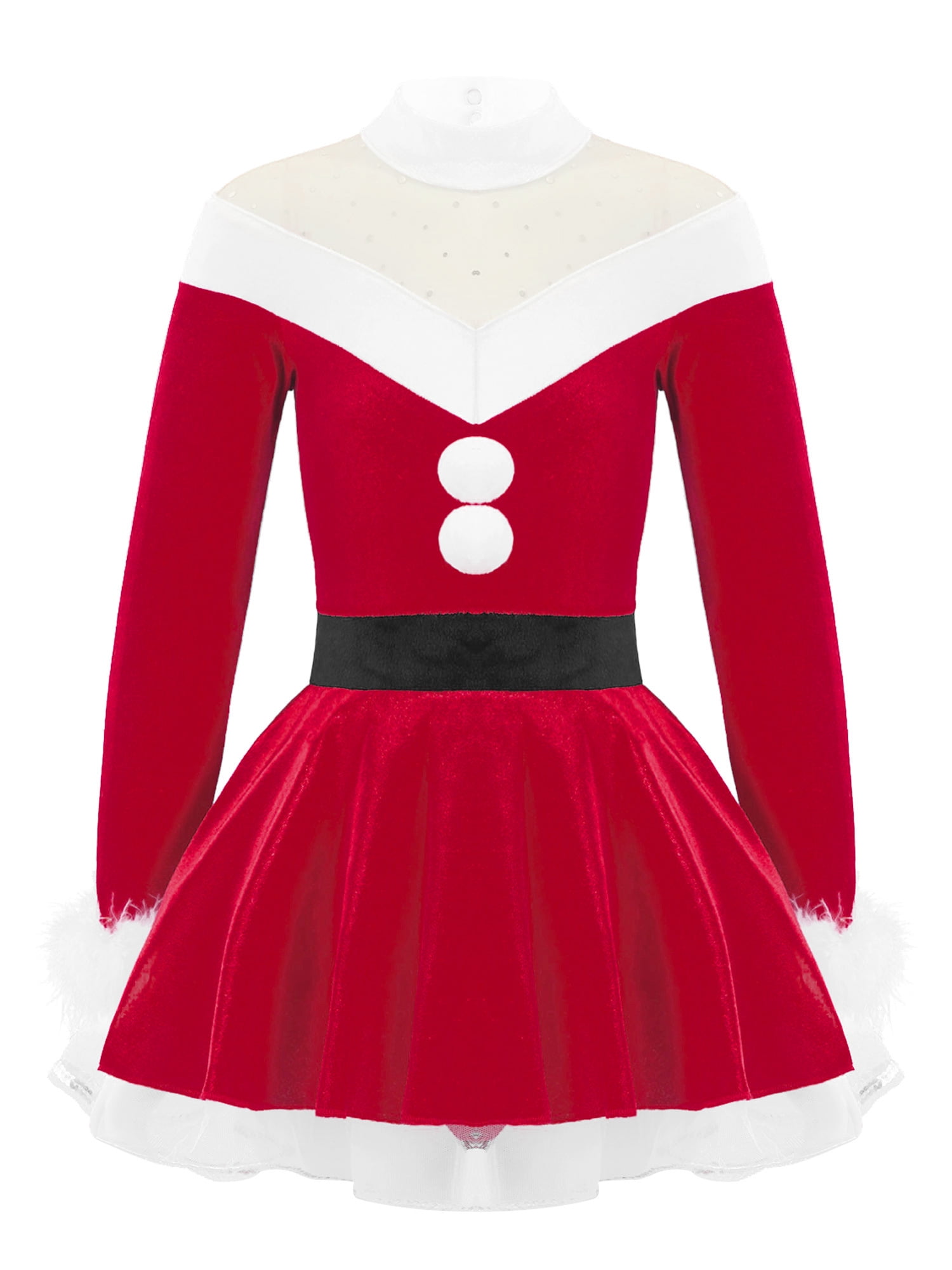 iEFiEL Junior Girls Mrs Claus Outfit - Christmas Miss Santa Costume ...