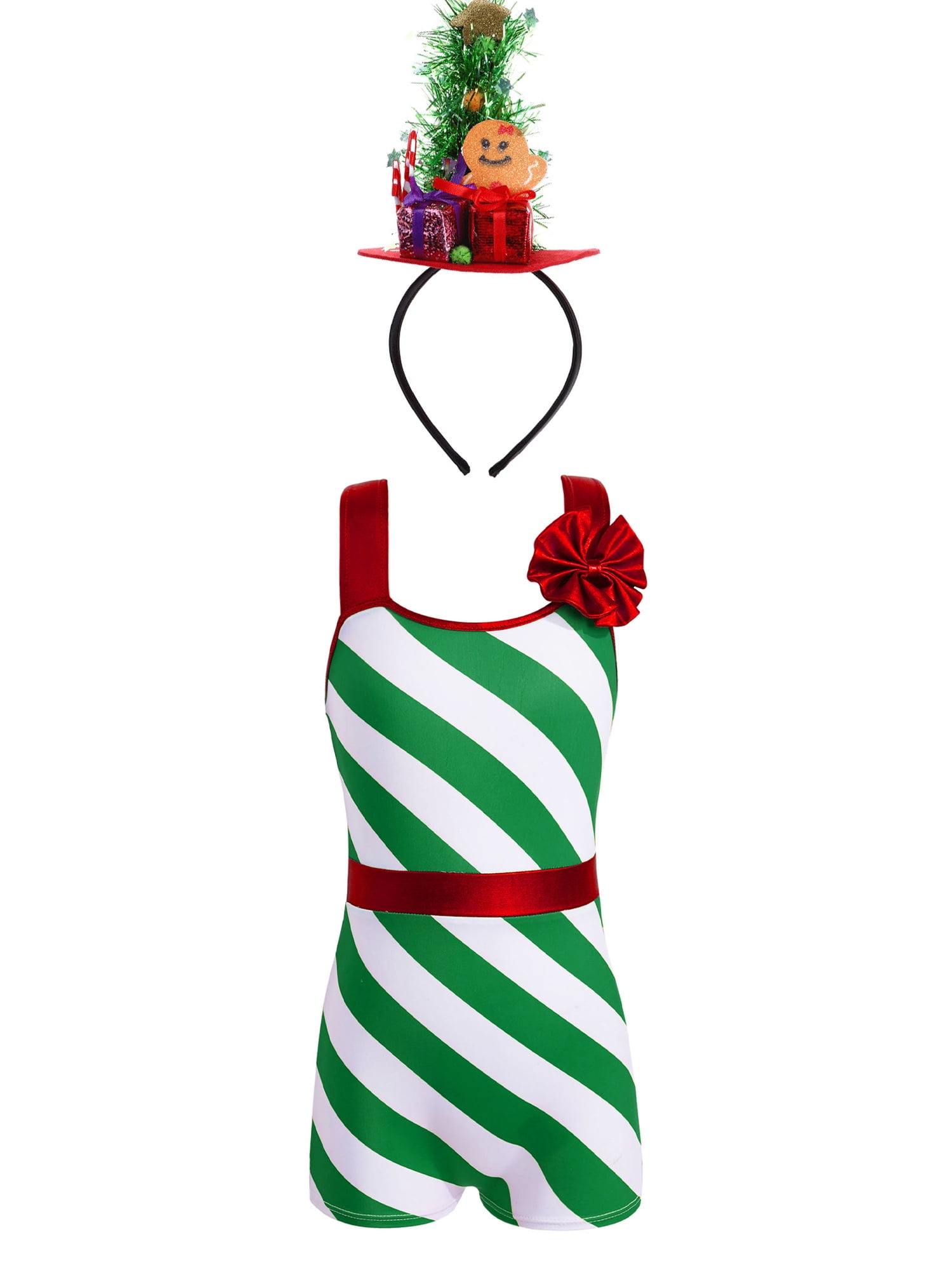 iEFiEL Kids Girls Christmas Santa Candy Costume Xmas Party Stripes ...
