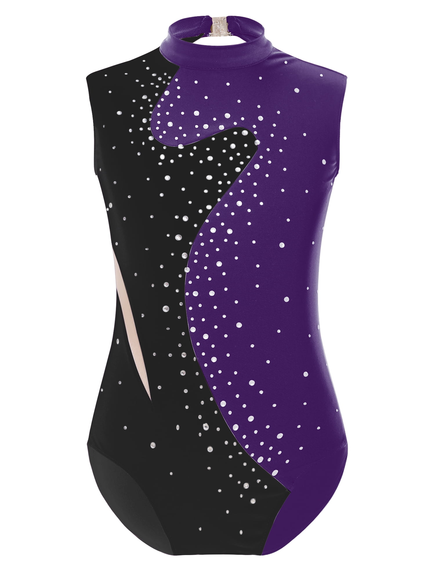 iEFiEL Kids Girls Color Block Patchwork Dance Leotard Sparkling ...