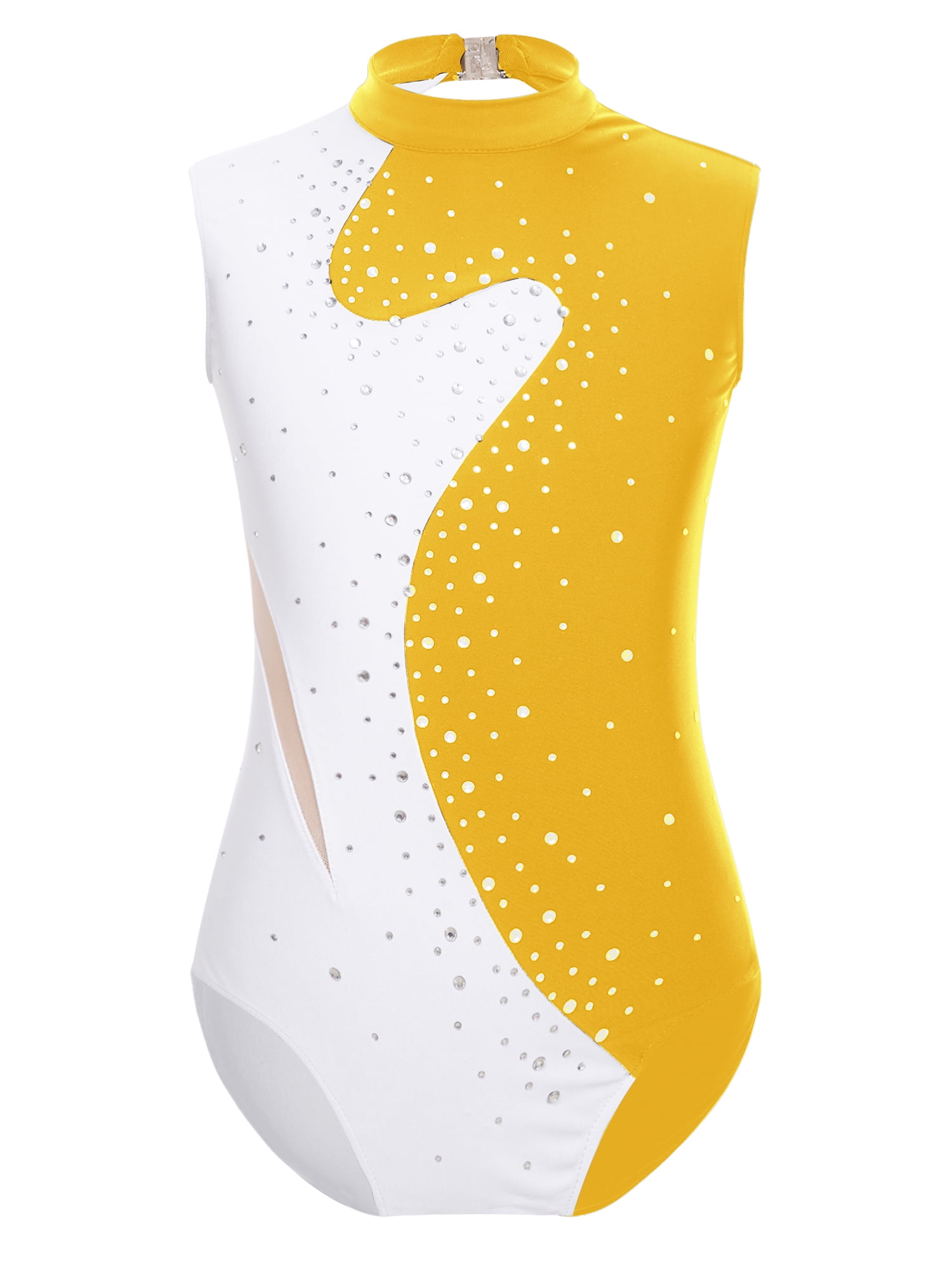 iEFiEL Kids Girls Color Block Patchwork Dance Leotard Sparkling ...