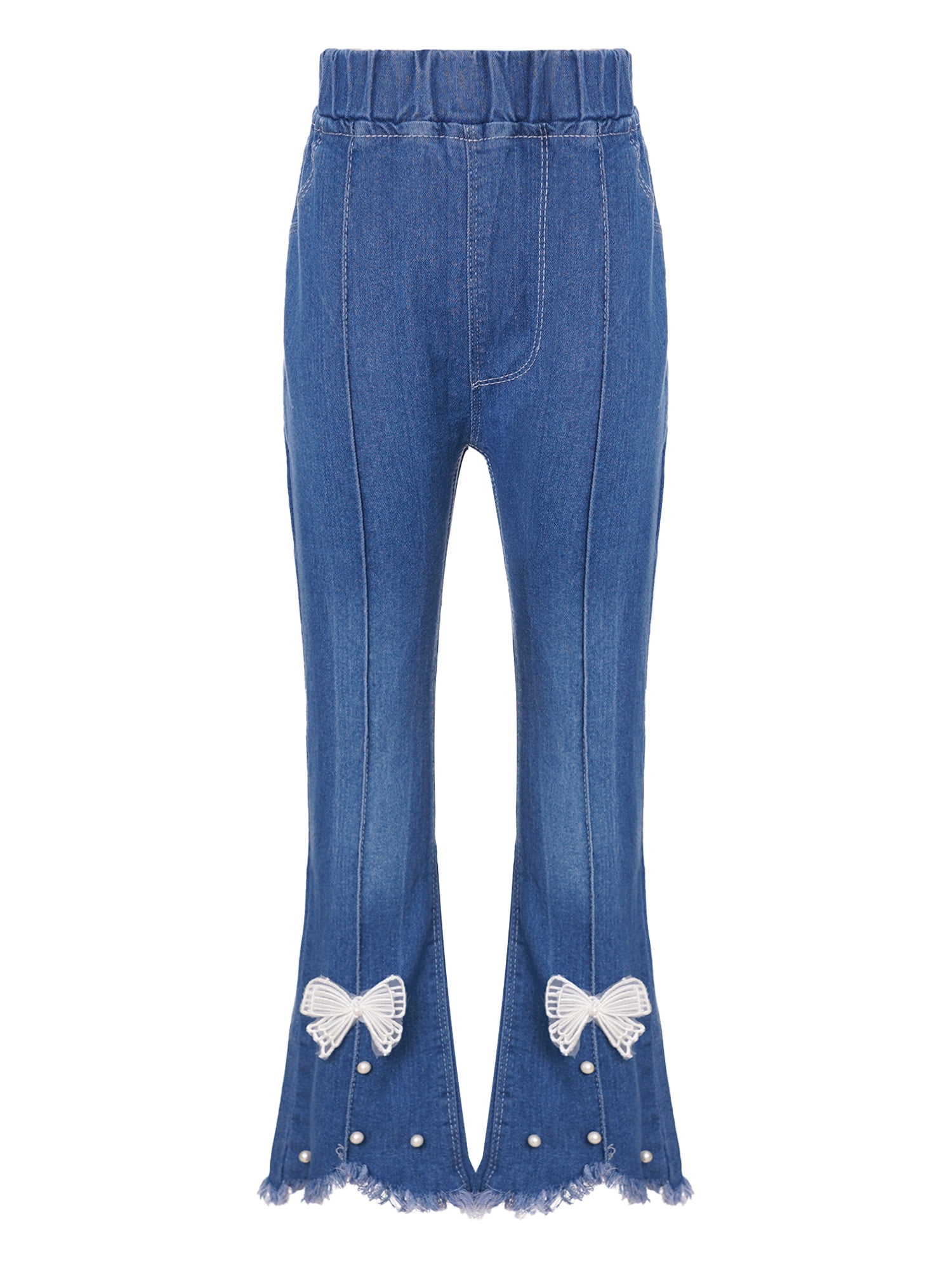 iEFiEL Kids Girls Flared Jeans Casual High Waist Ripped Denim Pants ...