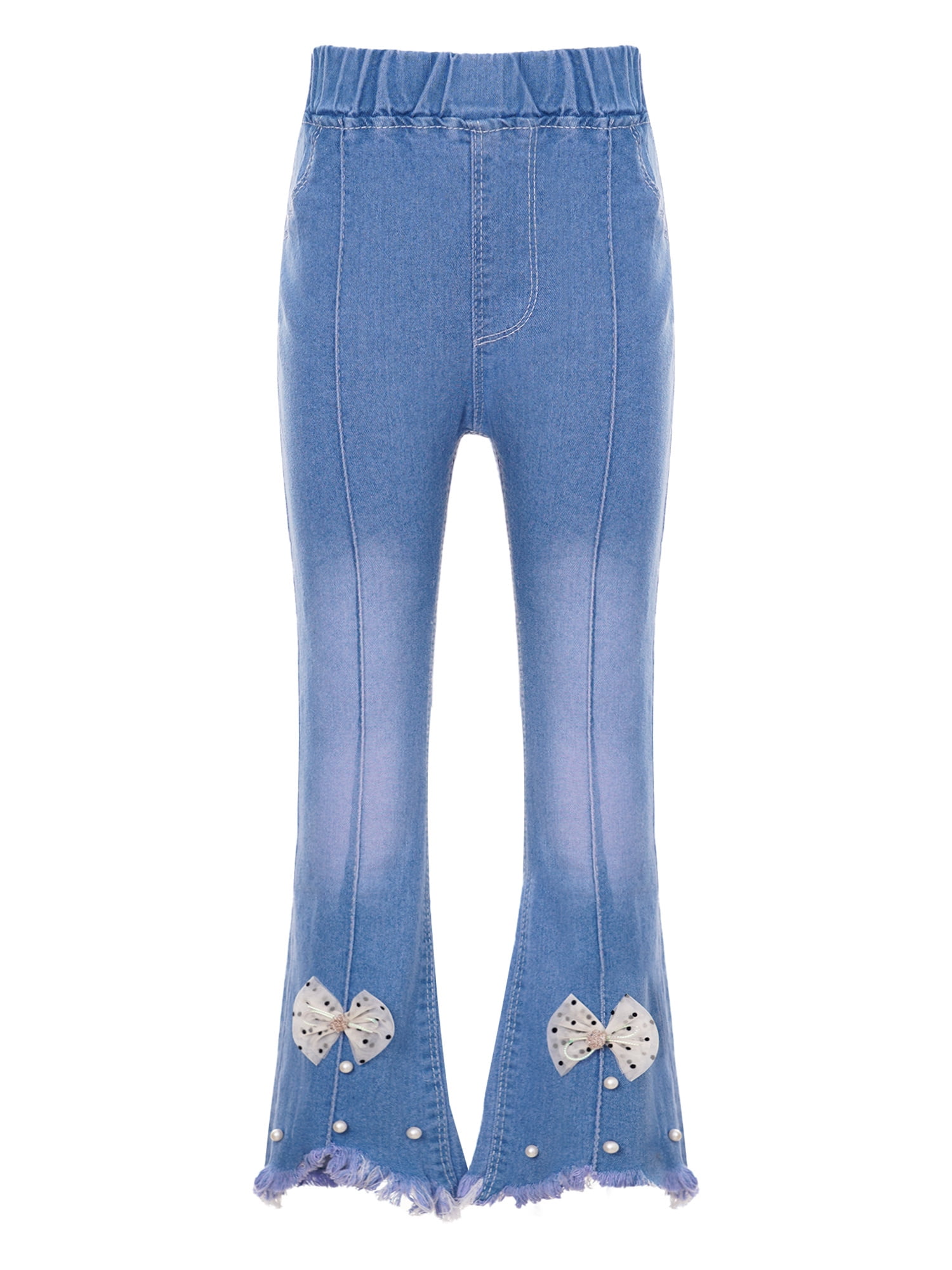 iEFiEL Kids Girls Flared Jeans Casual High Waist Ripped Denim Pants ...