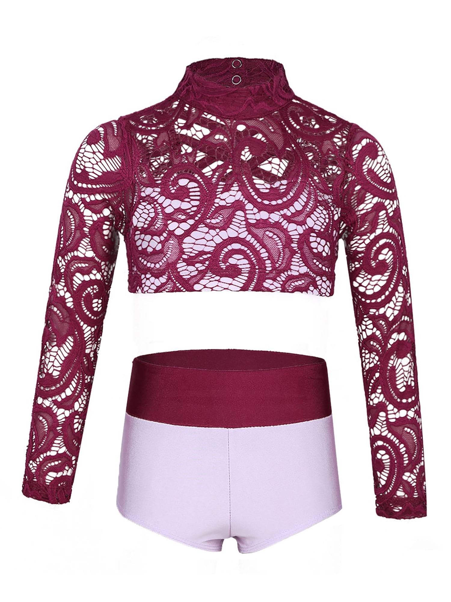 iEFiEL Kids Girls Floral Lace Ballet Dance Gymnastic Outfit Set ...