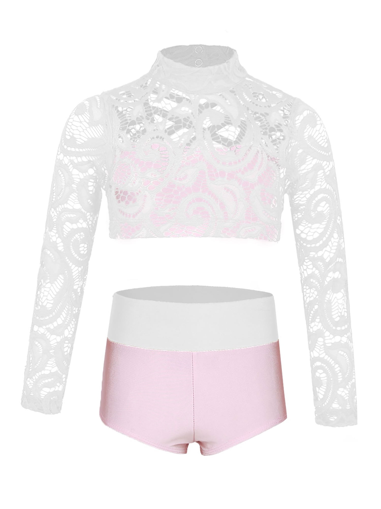 iEFiEL Kids Girls Floral Lace Ballet Dance Gymnastic Outfit Set ...