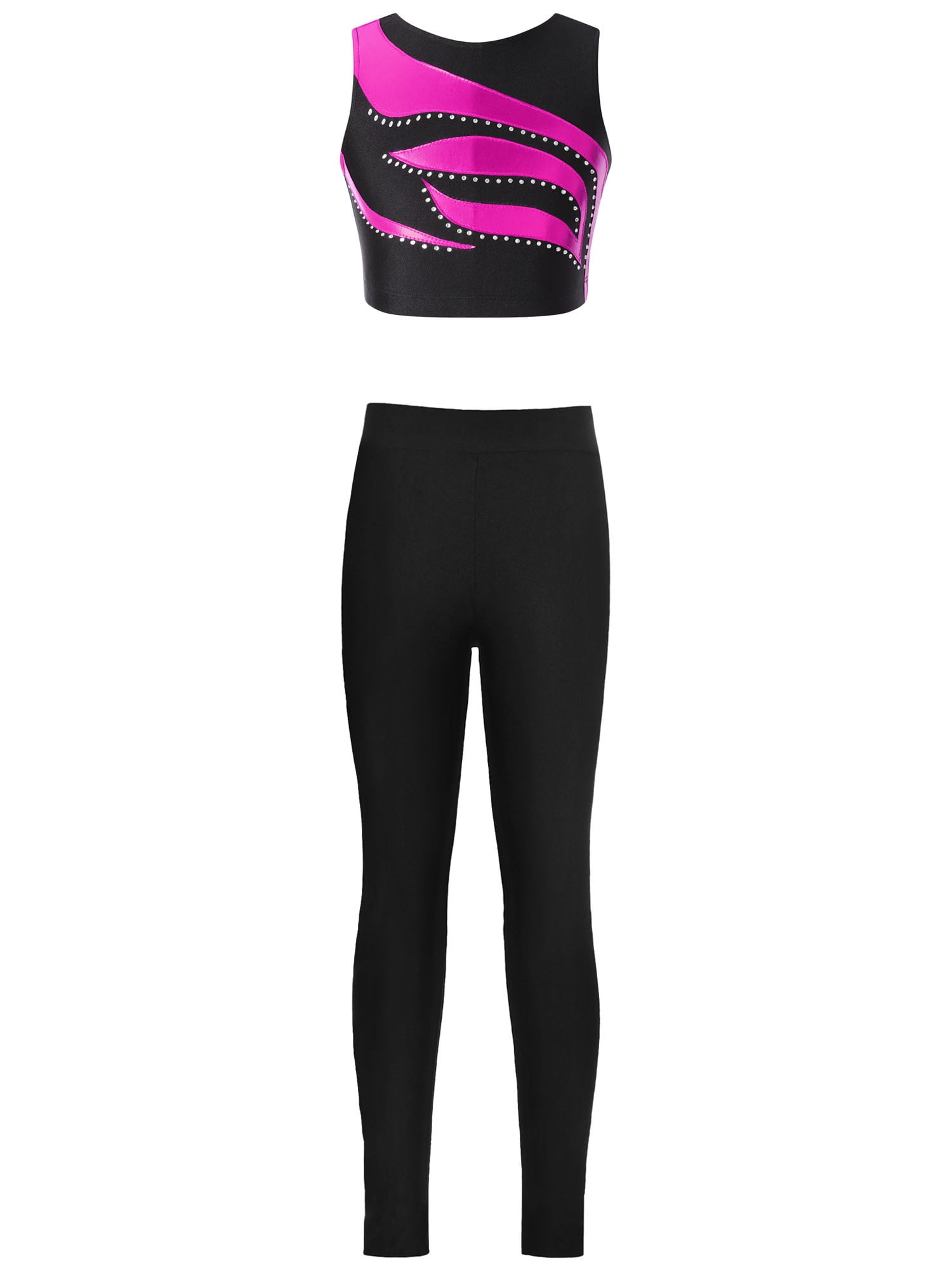iEFiEL Kids Girls Gymnastics Performance Outfit Shiny Rhinestone Dance ...