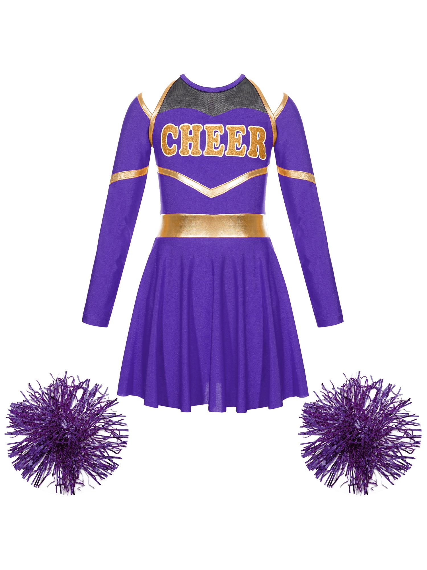 iEFiEL Kids Girls Halloween Cheer Leader Costume Outfit Long Sleeve ...