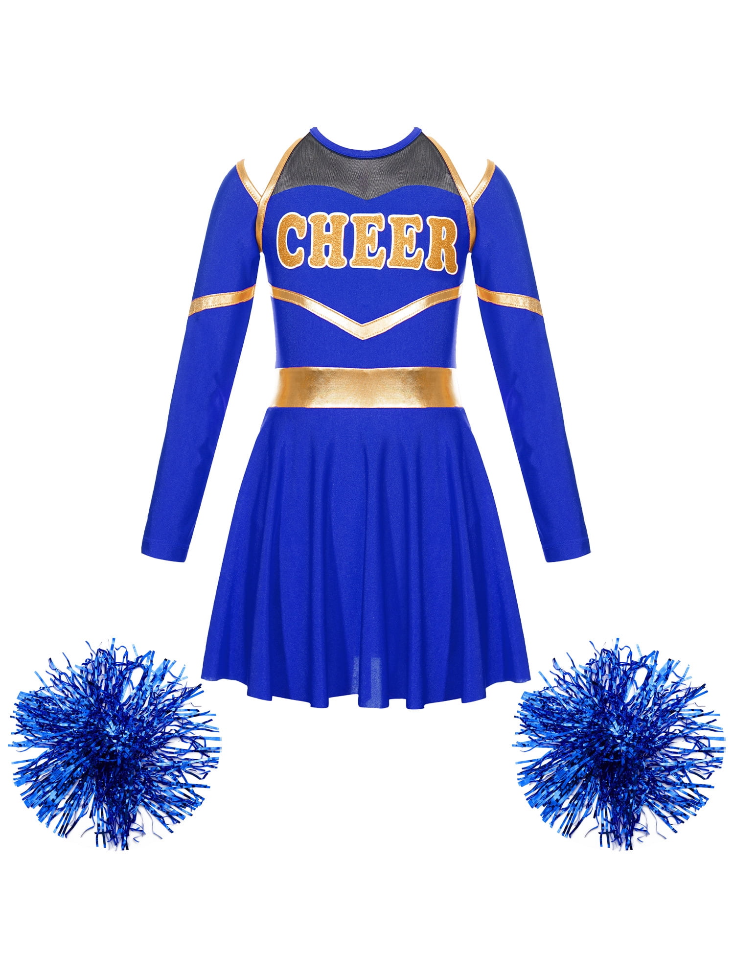 iEFiEL Kids Girls Halloween Cheer Leader Costume Outfit Long Sleeve ...