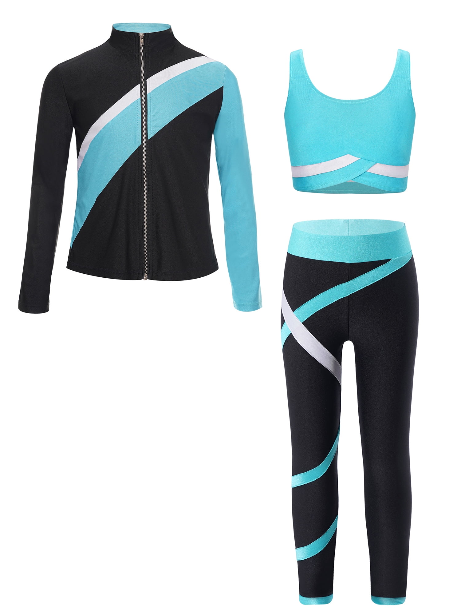 iEFiEL Kids Girls Ice Figure Skating Clothes Set Long Sleeve Sport ...