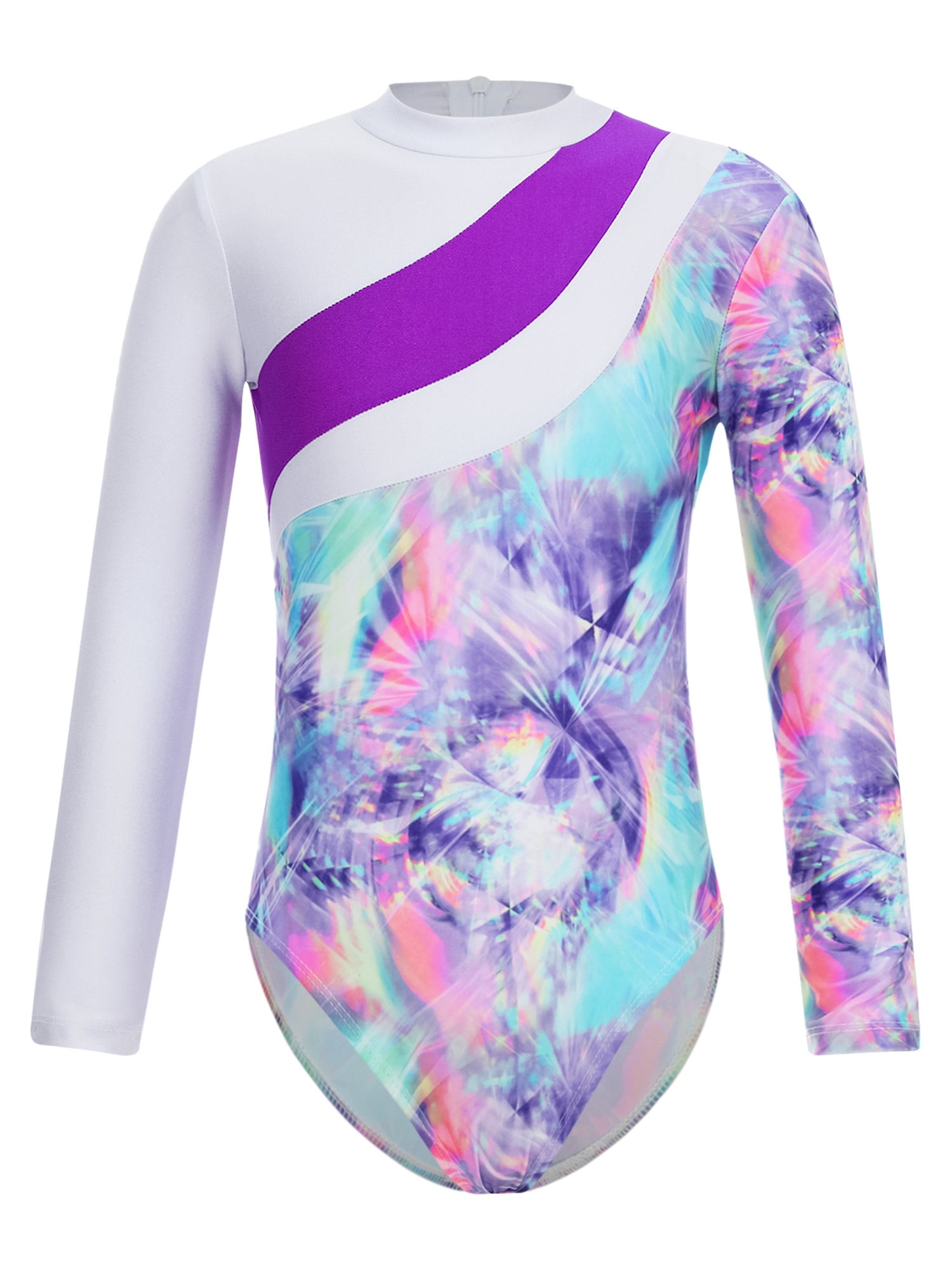 iEFiEL Kids Girls Long Sleeve Gymnastics Dance Yoga Leotard Biketard ...
