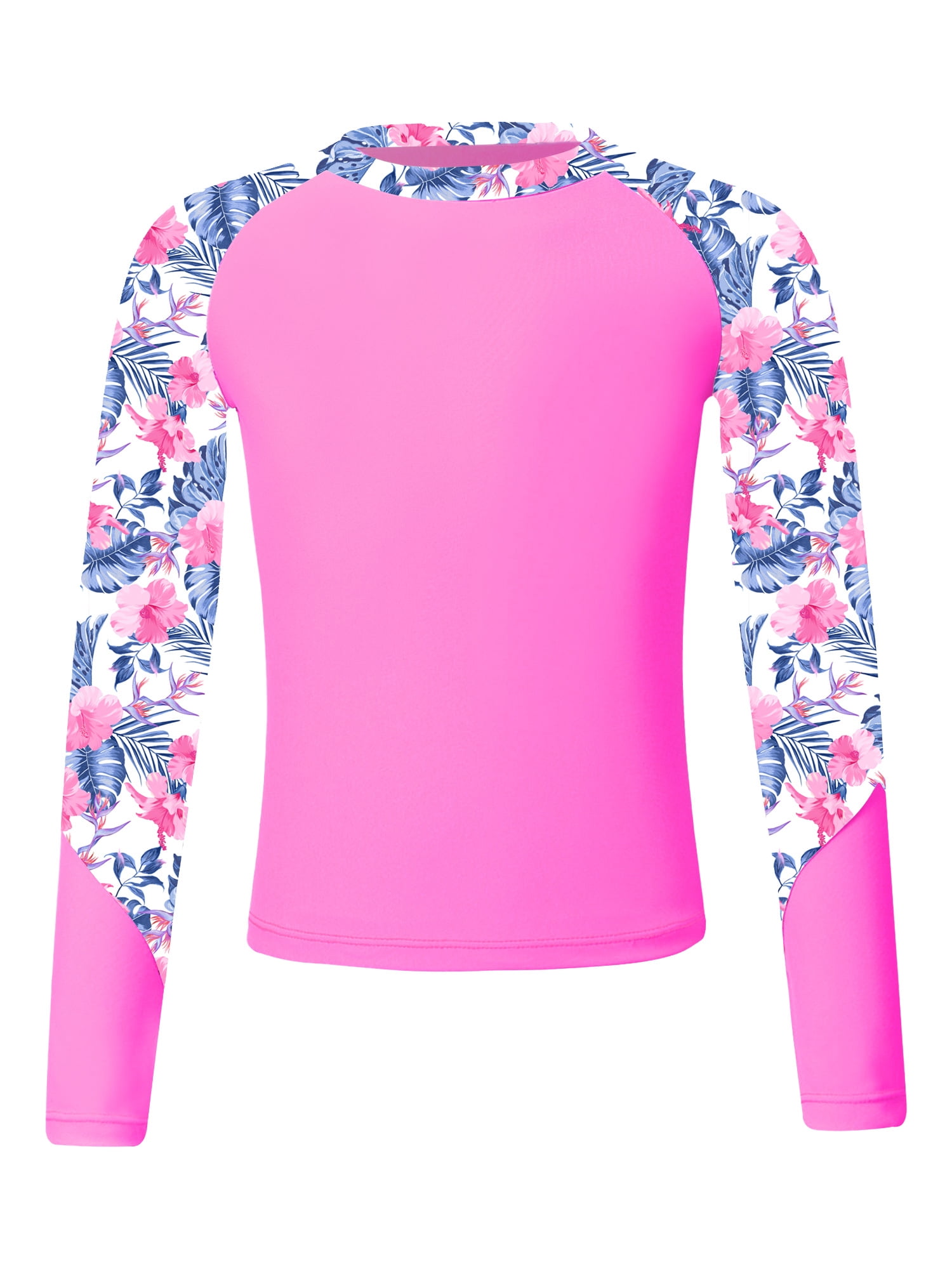 iEFiEL Kids Girls Long Sleeve Print Swim Tops UPF50+ Rash Guard ...