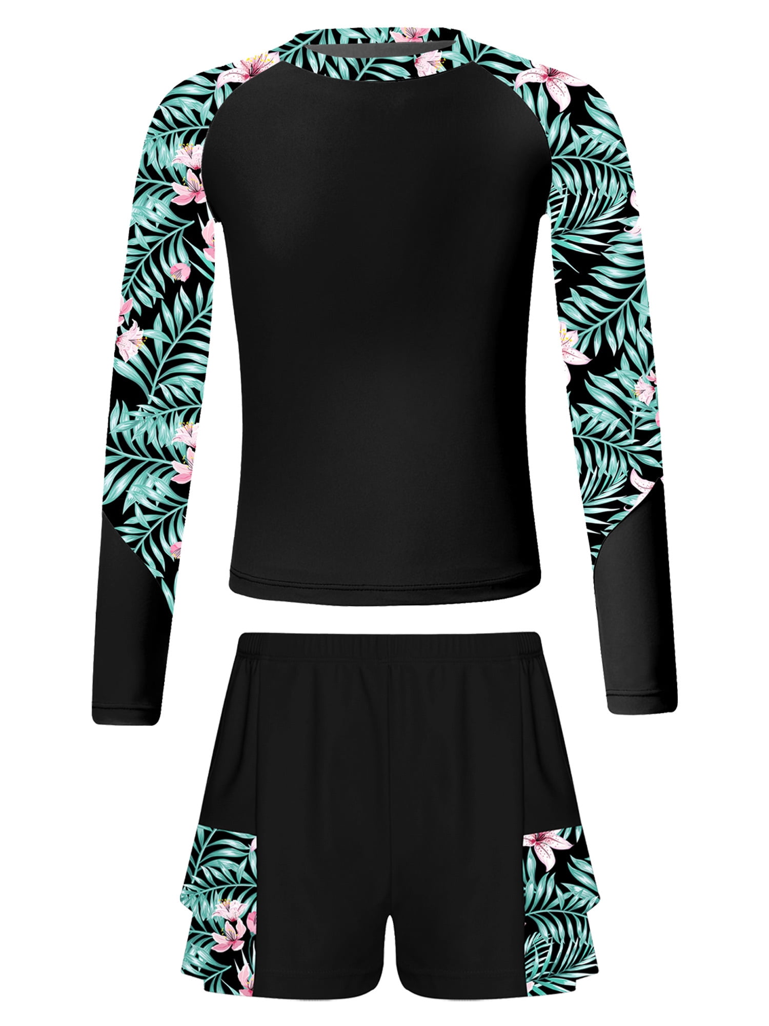 iEFiEL Kids Girls Long Sleeve Rash Guard Swimwear 2 Piece Sun ...