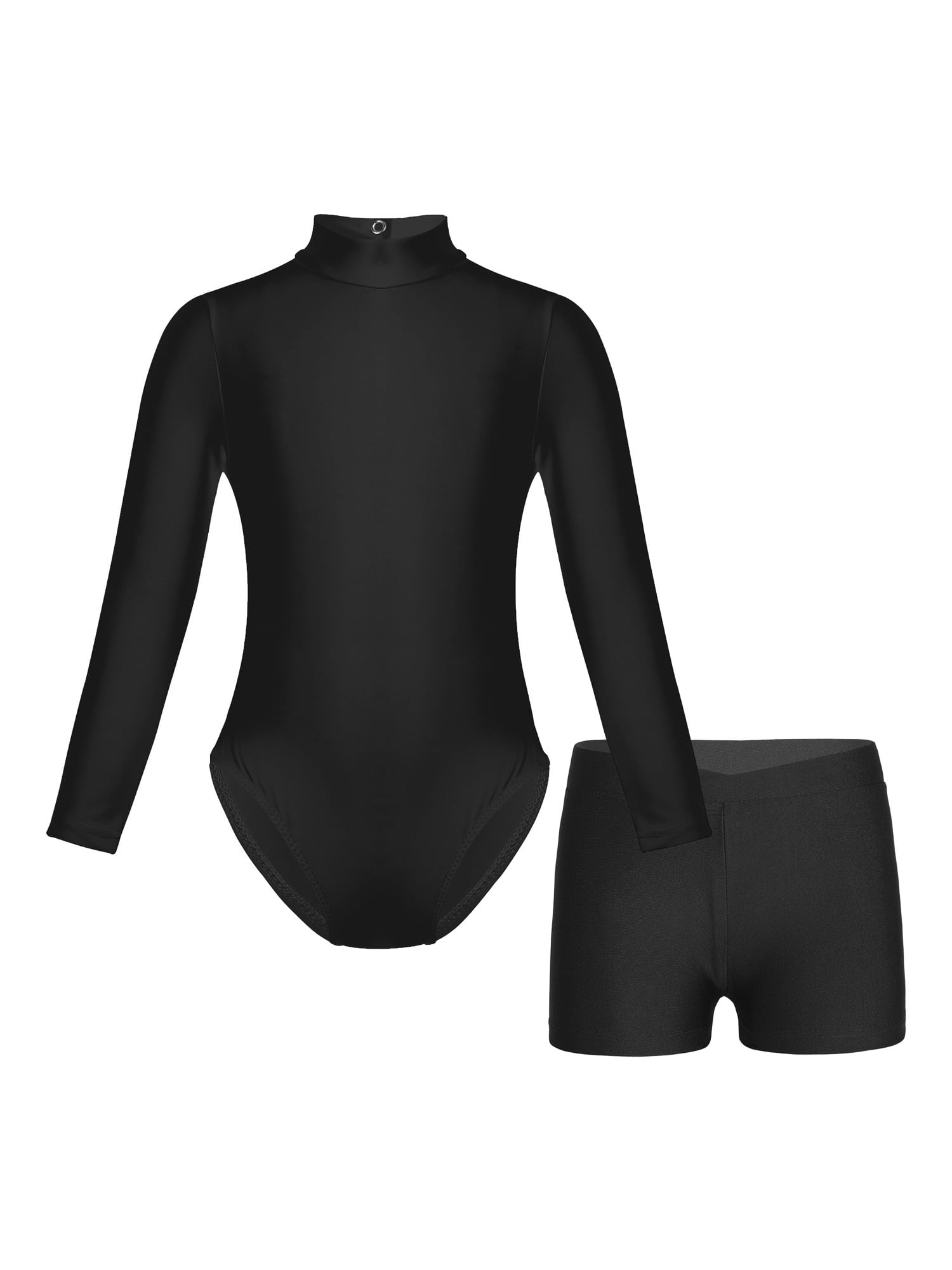 iEFiEL Kids Girls Long Sleeves Gymnastic Leotard with Biker Shorts Ice ...