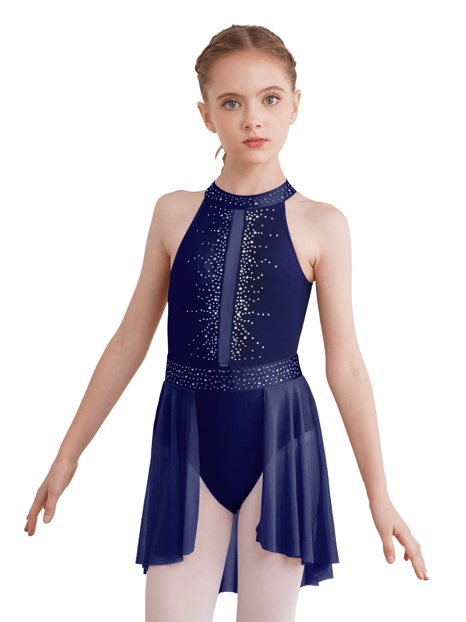 iEFiEL Kids Girls Lyrical Dance Dress Cutout Back Latin Jazz Gymnastics ...