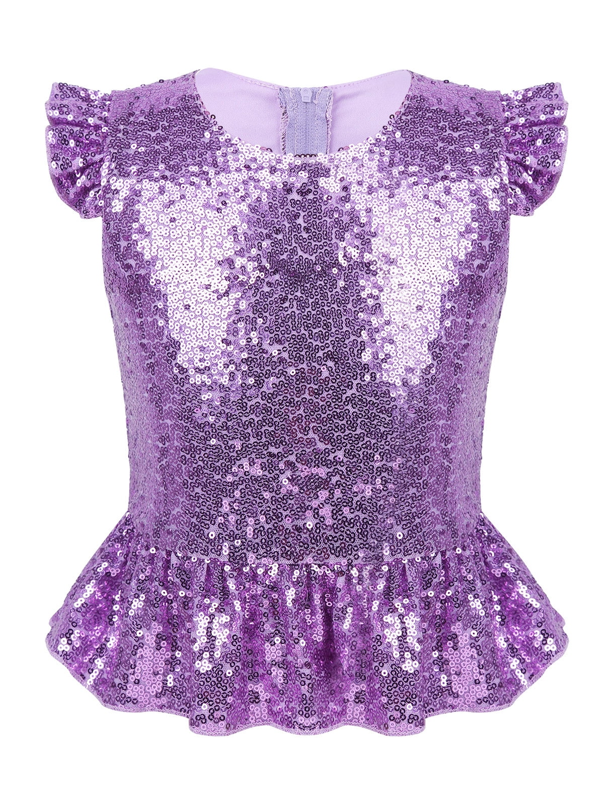 iEFiEL Kids Girls Mermaid Costume Sparkly Sequins Peplum Tops for ...