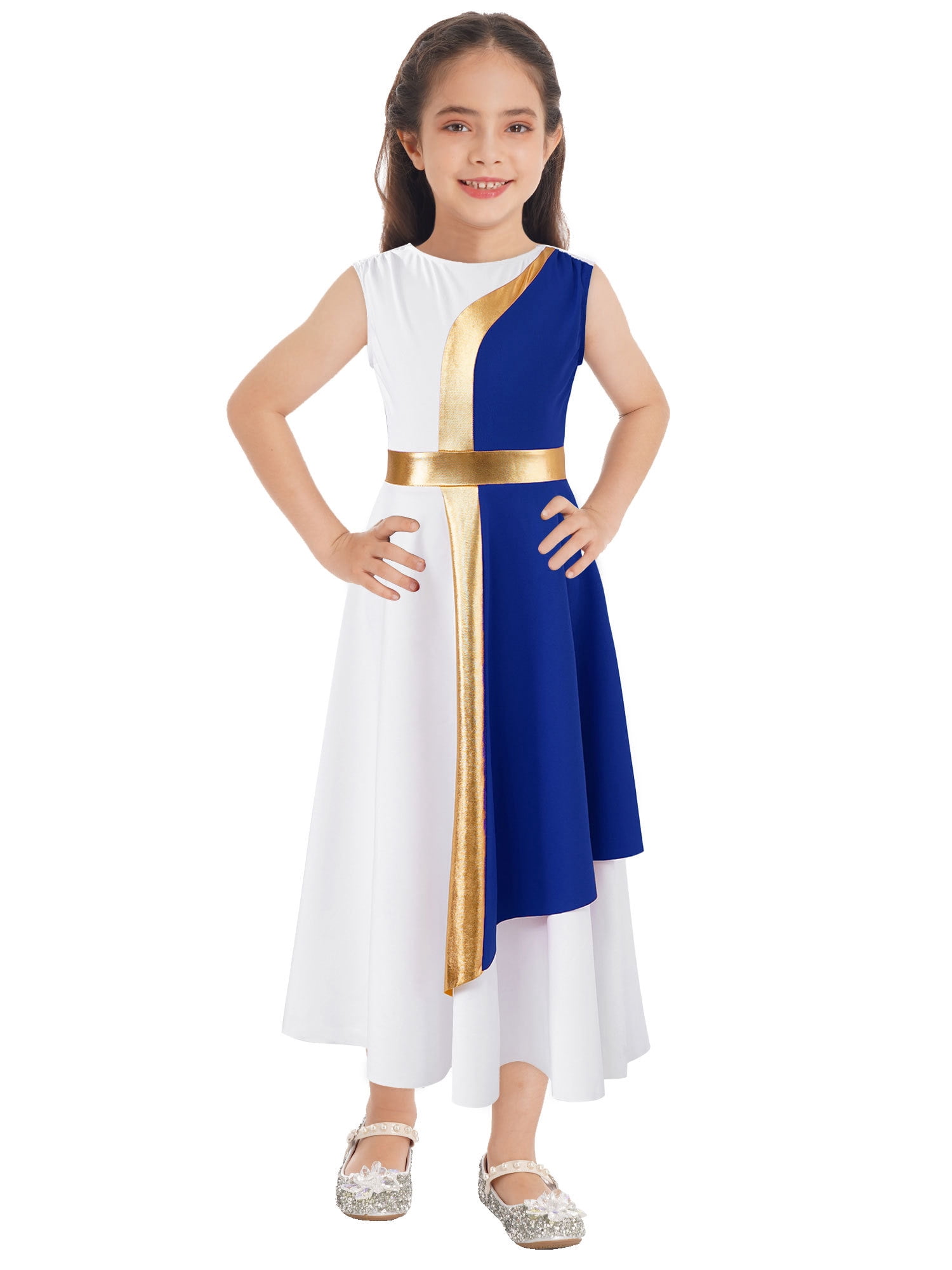 iEFiEL Kids Girls Metallic Ballerina Dancewear Color Contrast ...