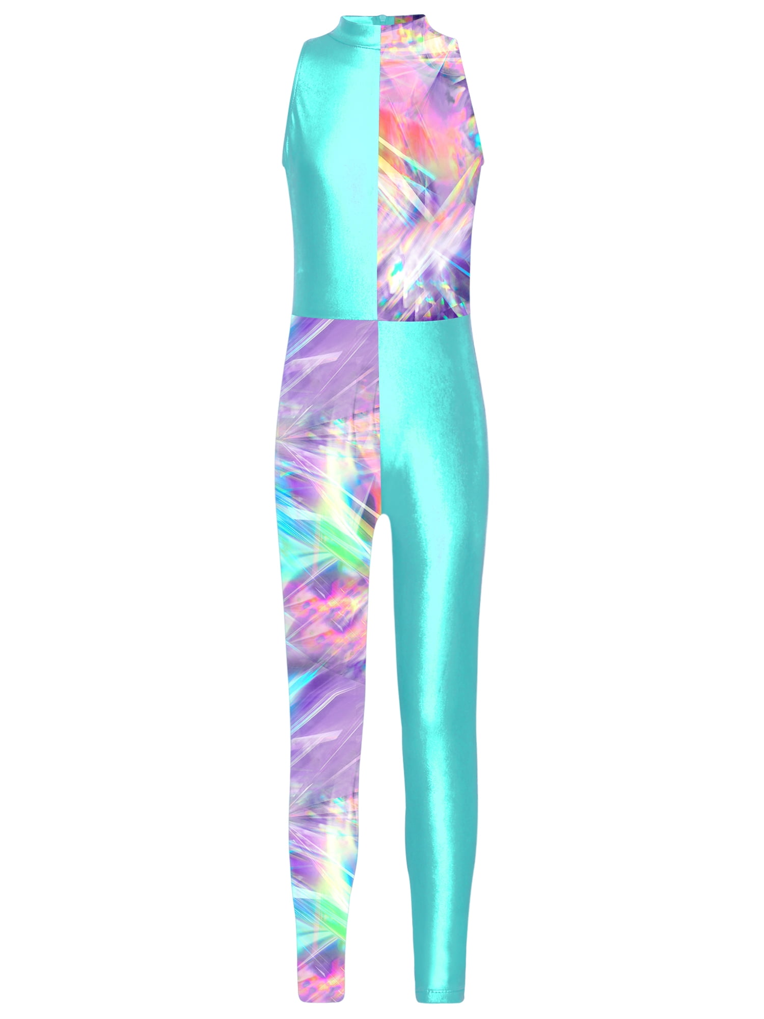 iEFiEL Kids Girls Metallic Dance Unitard One Piece Spandex Full Body ...