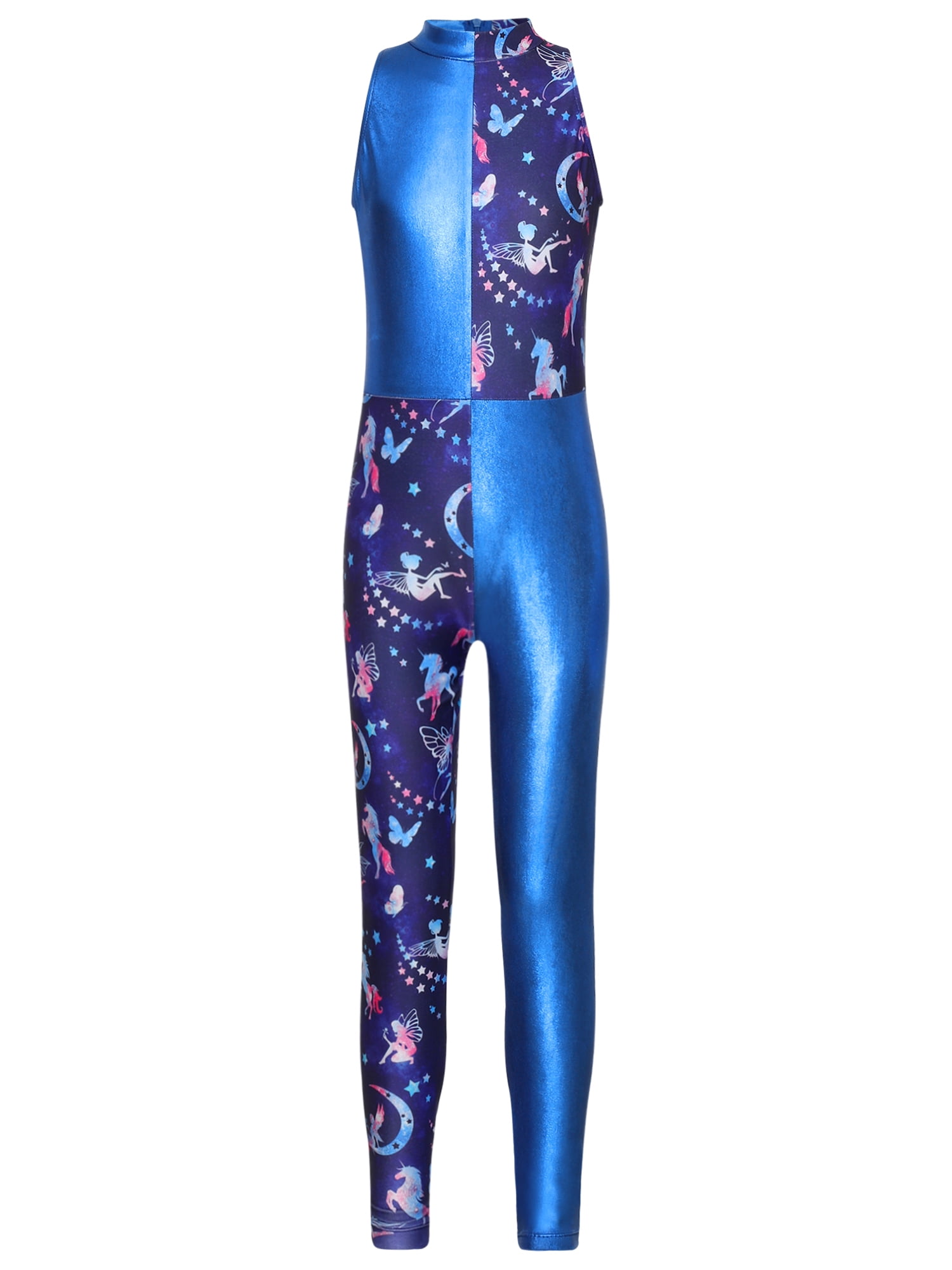 iEFiEL Kids Girls Metallic Dance Unitard One Piece Spandex Full Body ...