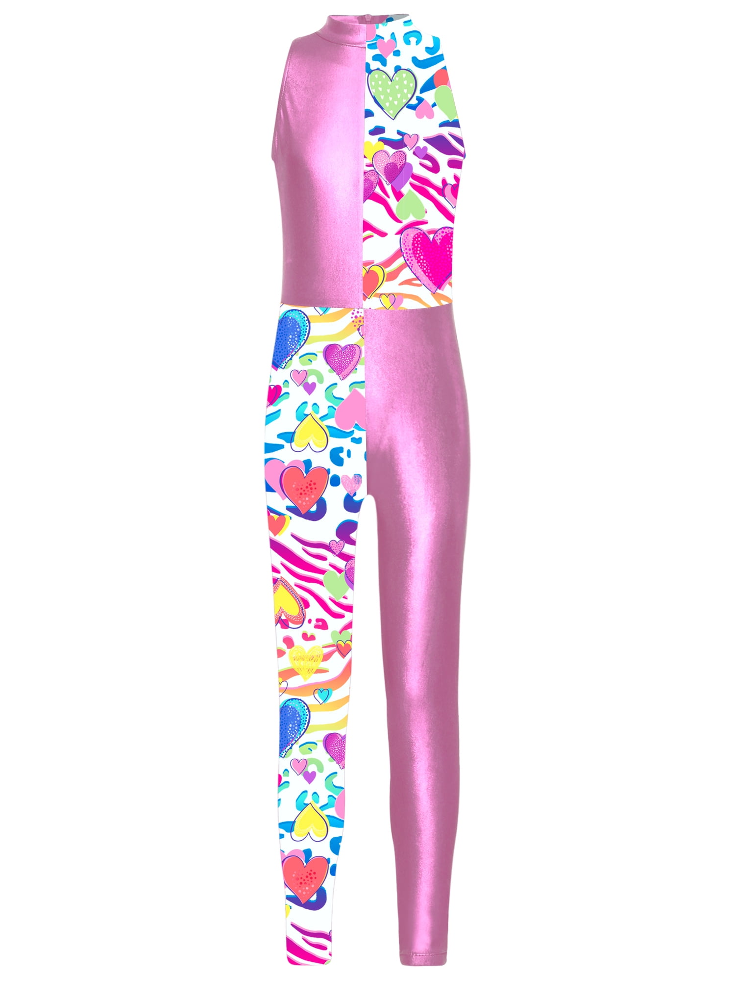 iEFiEL Kids Girls Metallic Dance Unitard One Piece Spandex Full Body ...