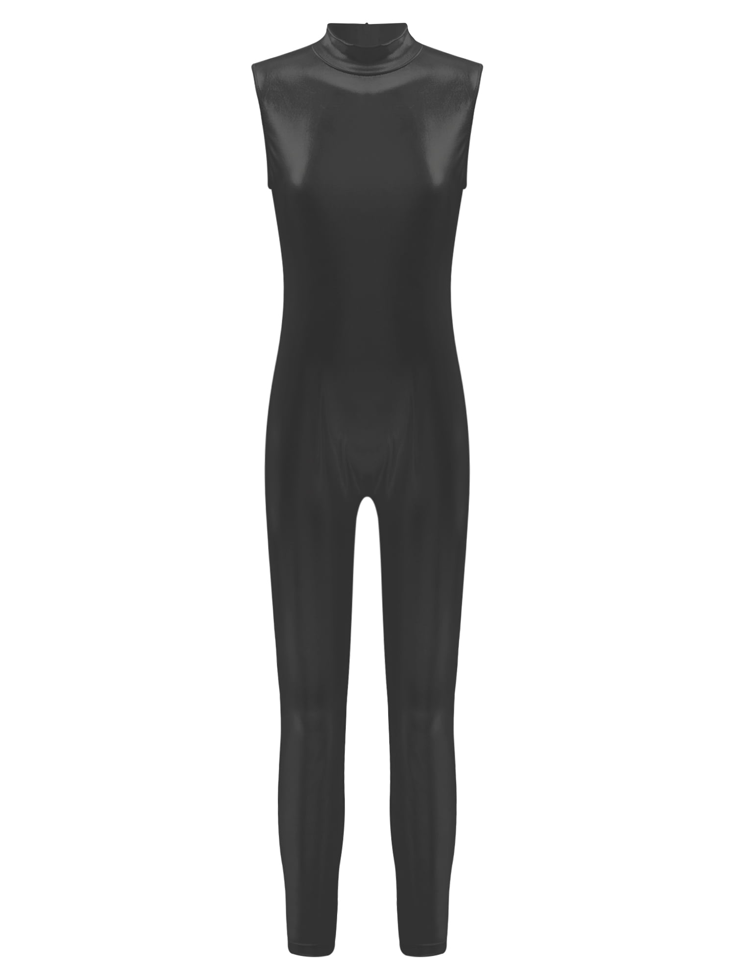 iEFiEL Kids Girls Mock Neck Metallic Catsuit Sleeveless Full Length ...