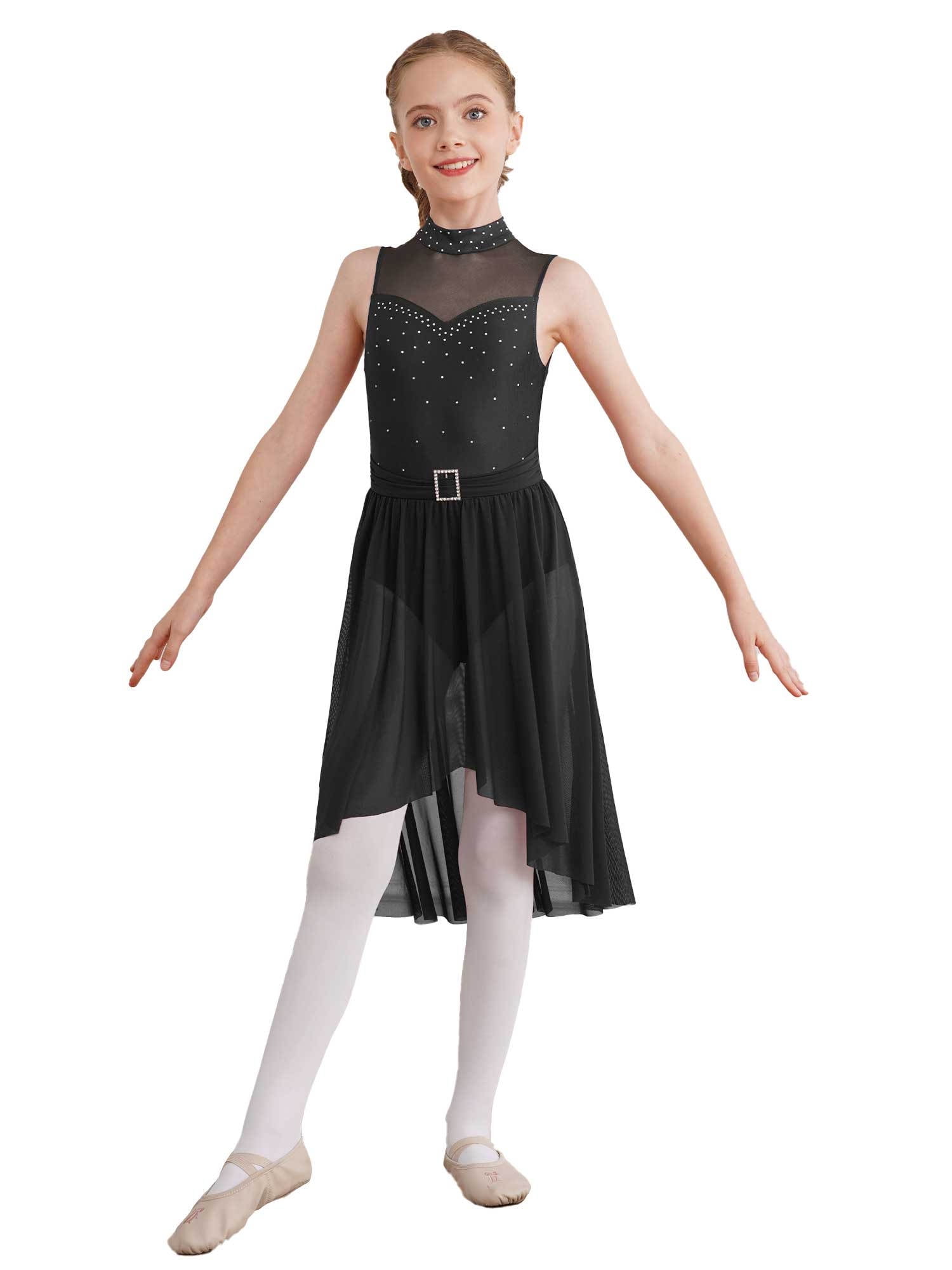 iEFiEL Kids Girls Modern Lyrical Dance Leotard Dress Sleeveless ...