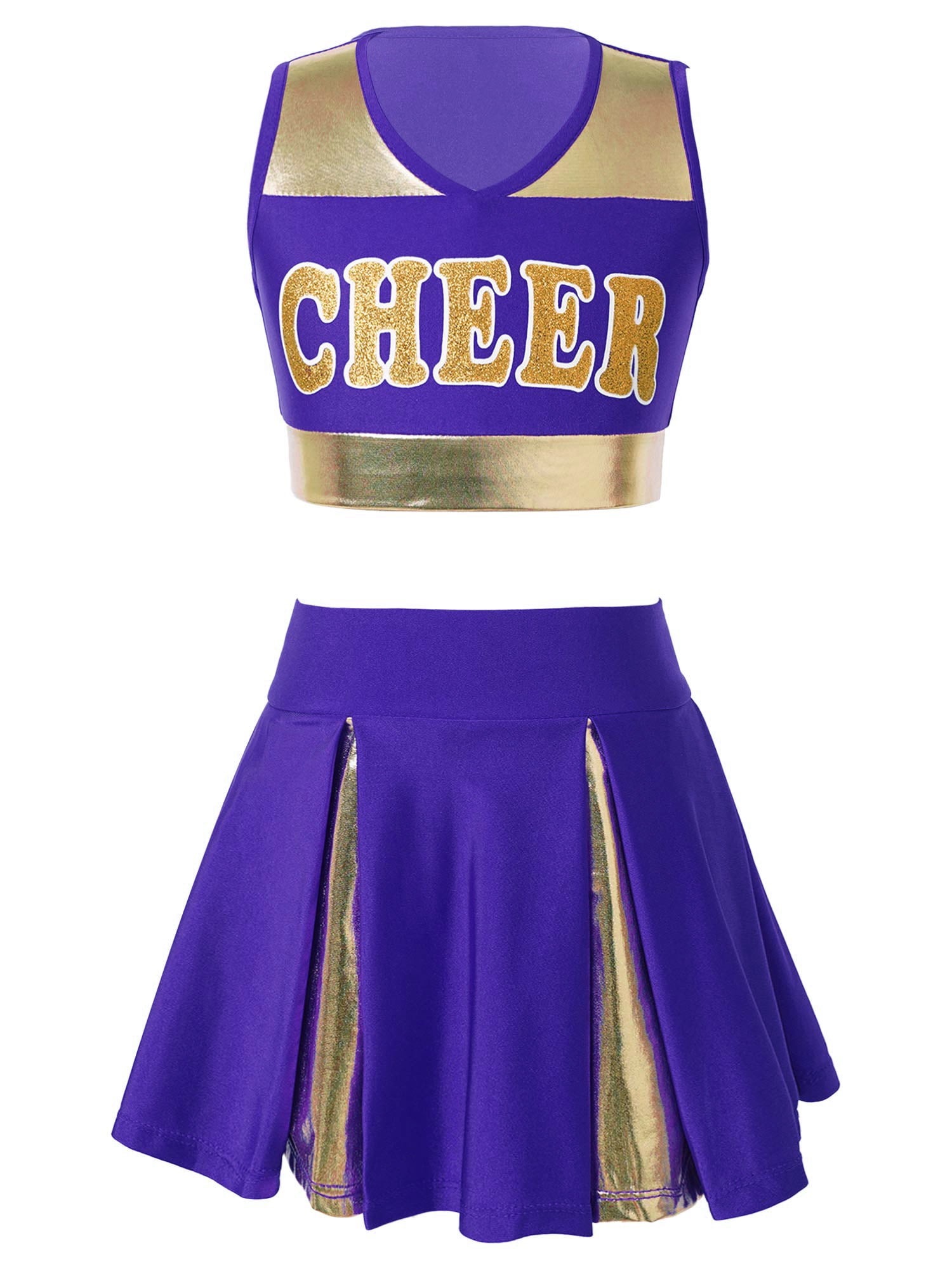 iEFiEL Kids Girls Patchwork Style Cheer Leading Dance Costume Uniform V ...