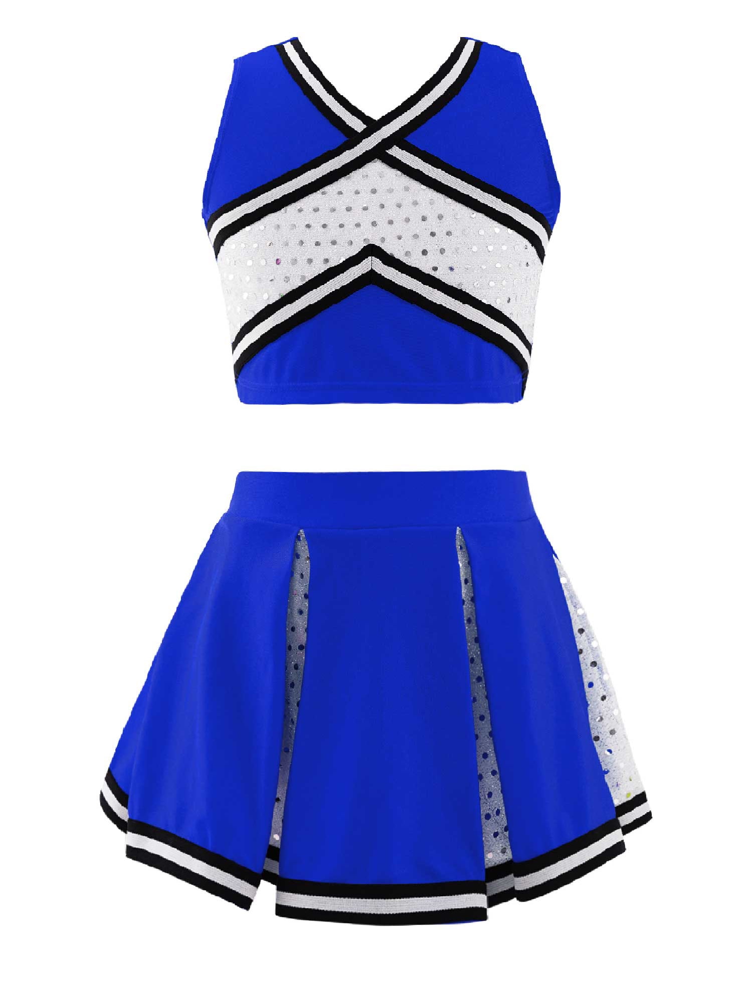 iEFiEL Kids Girls Patchwork Style Cheer Leading Dance Costume Uniform V ...