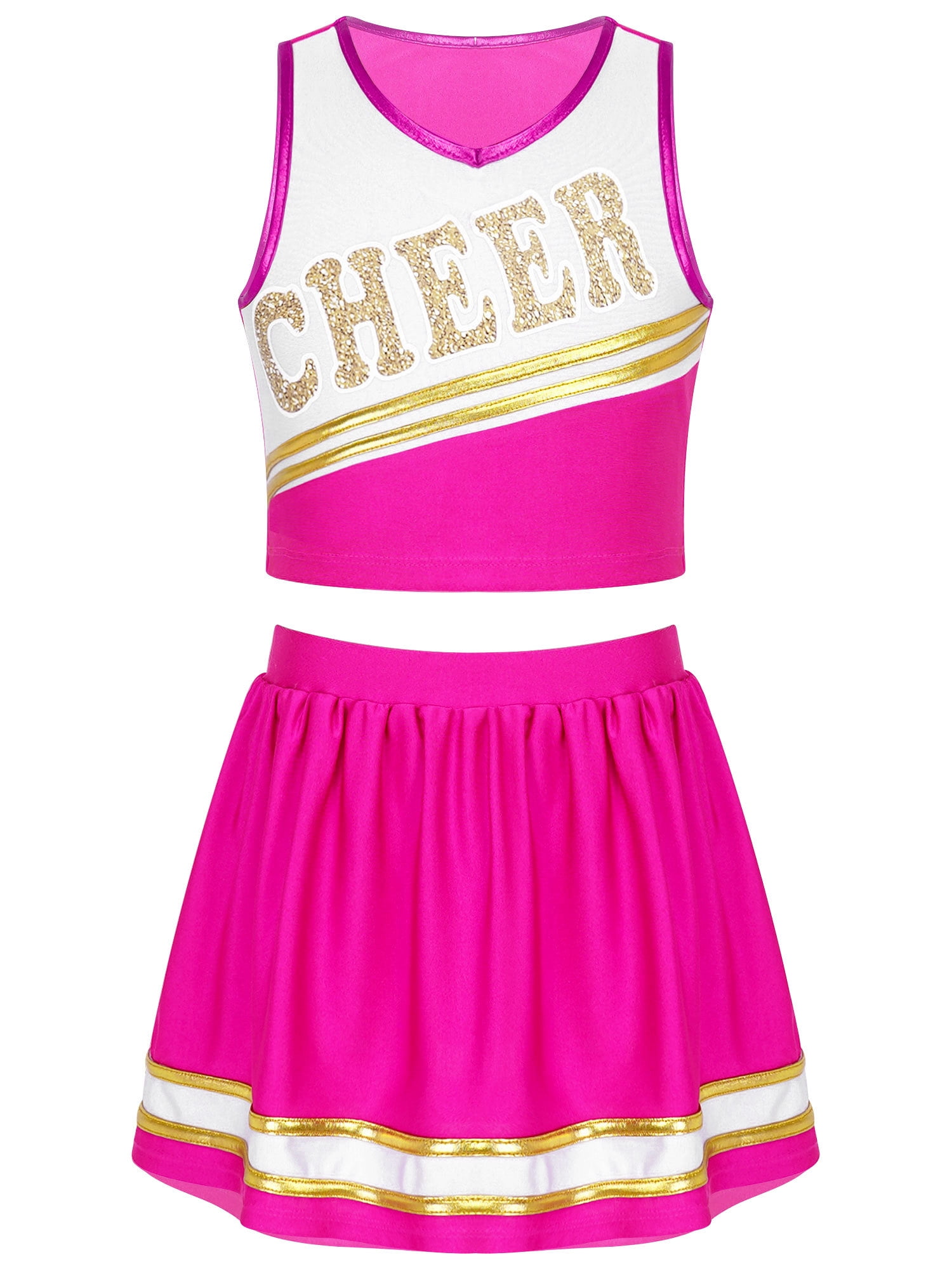 iEFiEL Kids Girls Patchwork Style Cheer Leading Dance Costume Uniform V ...