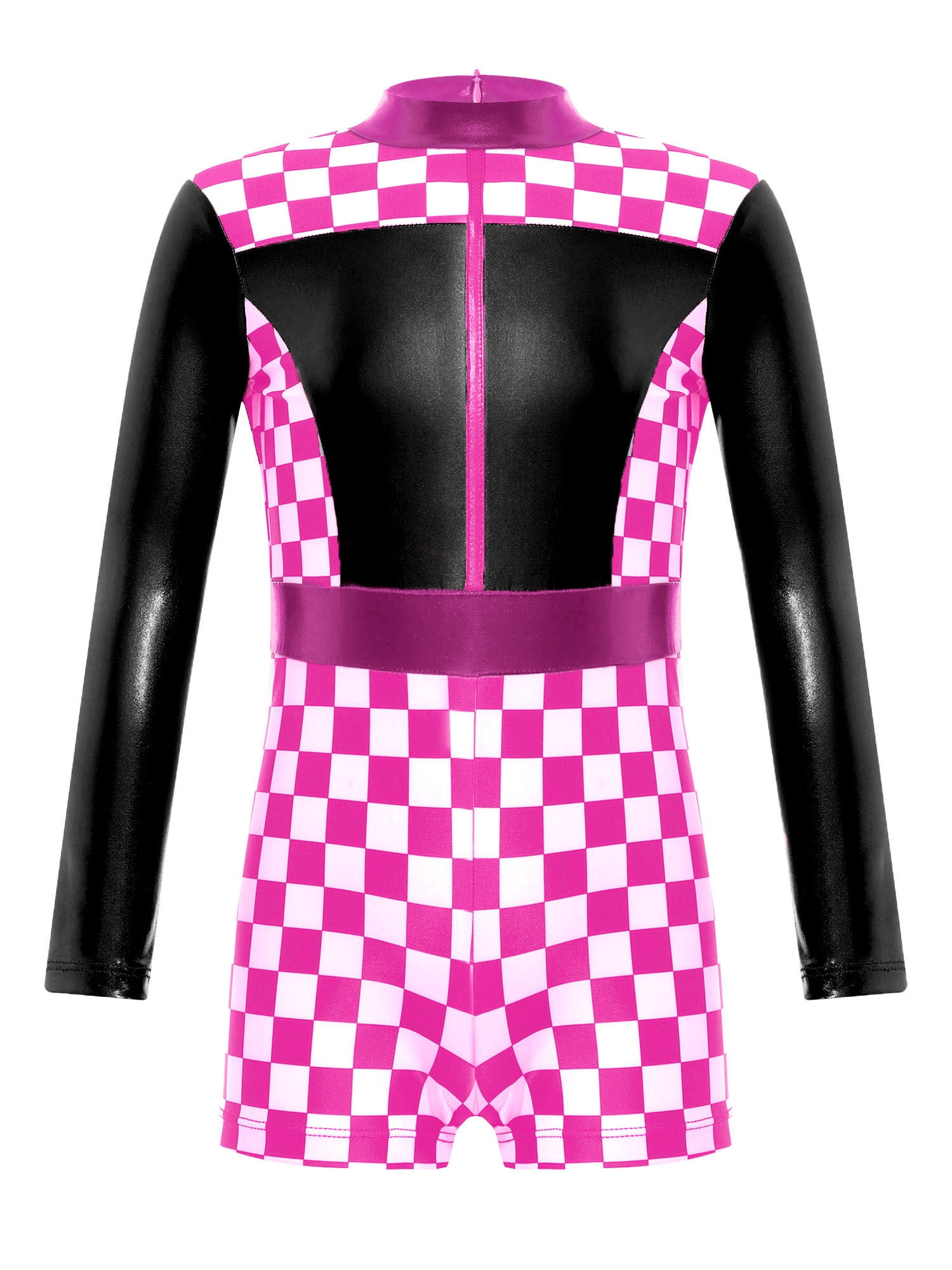 iEFiEL Kids Girls Race Car Driver Costume Checkerboard Print Long ...