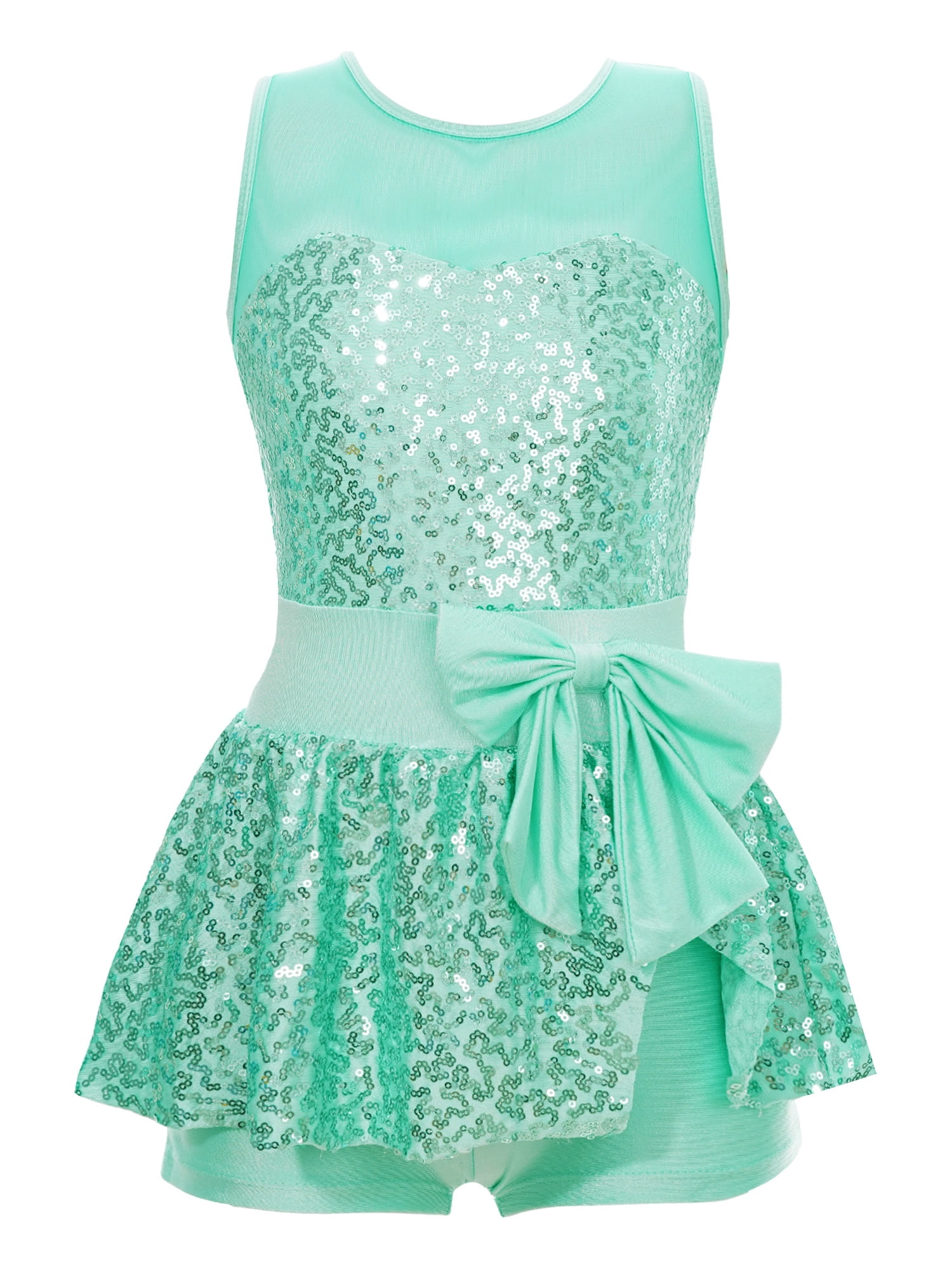 iEFiEL Kids Girls Sequins Ballet Dance Dress Bowknot Waist Jazz Costume ...