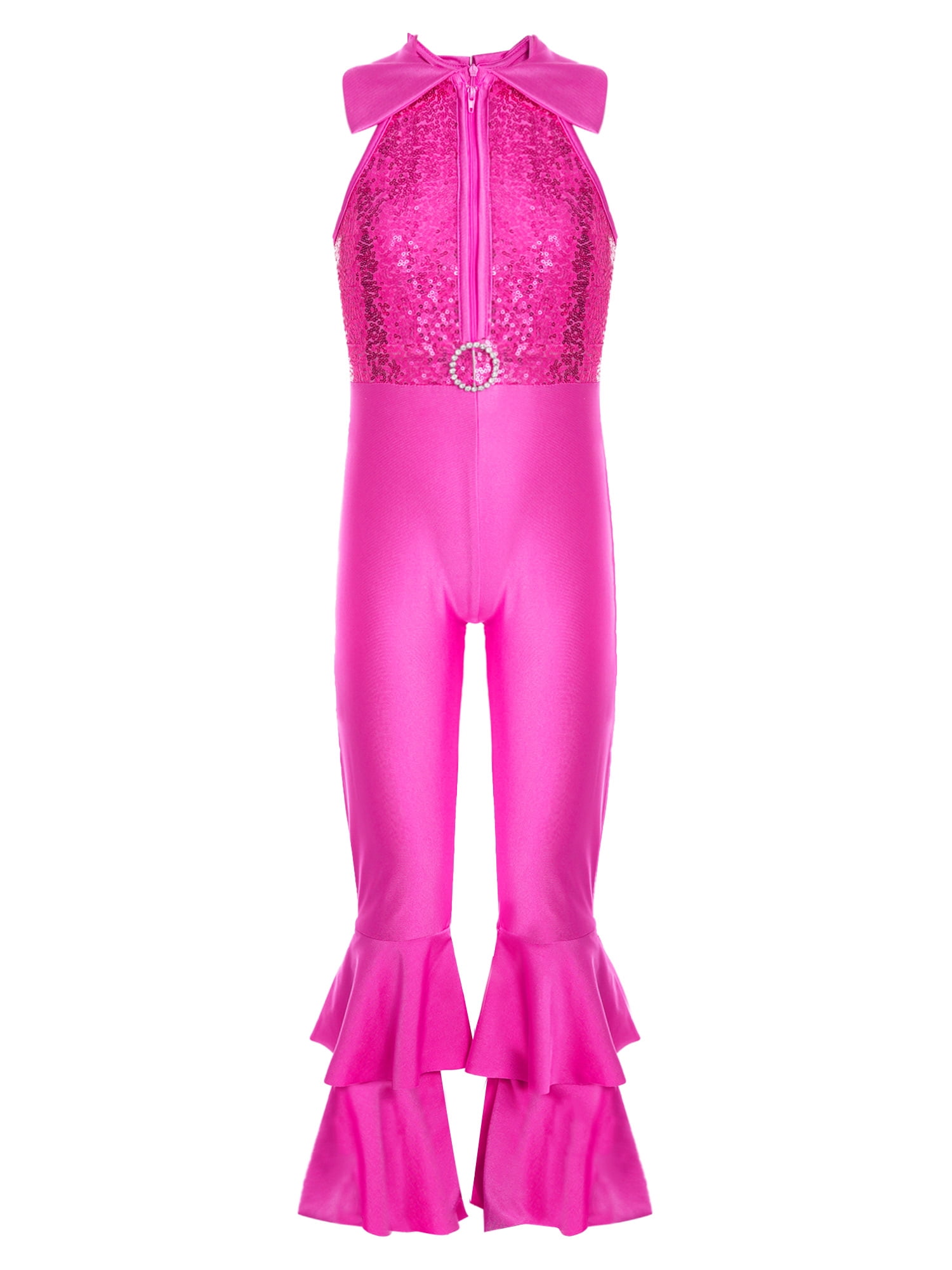 iEFiEL Kids Girls Sequins Leotard Mesh Ruffles Ballet Jazz Dance ...