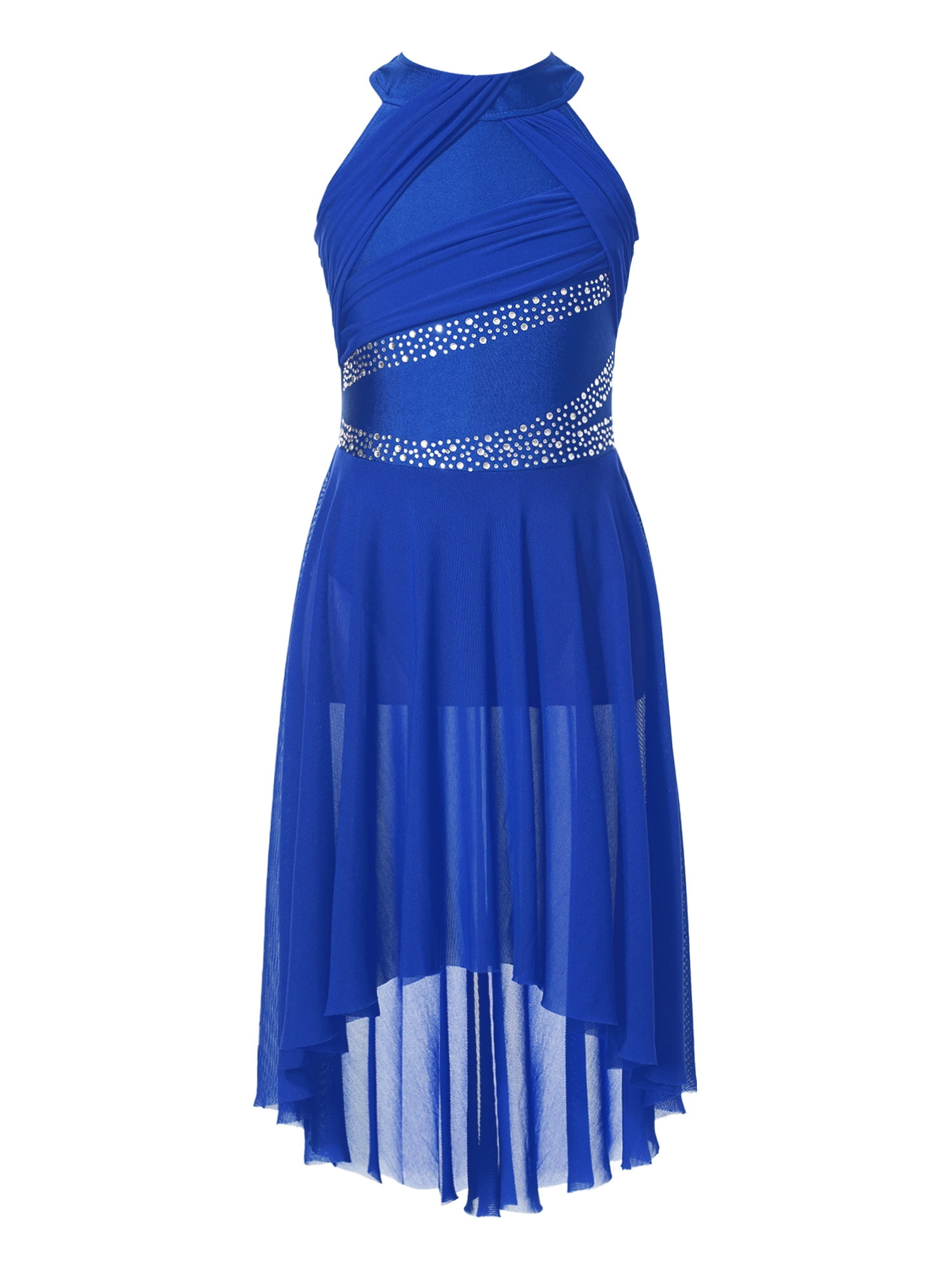 iEFiEL Kids Girls Shiny Rhinestone Lyrical Modern Dance Leotard Dress ...